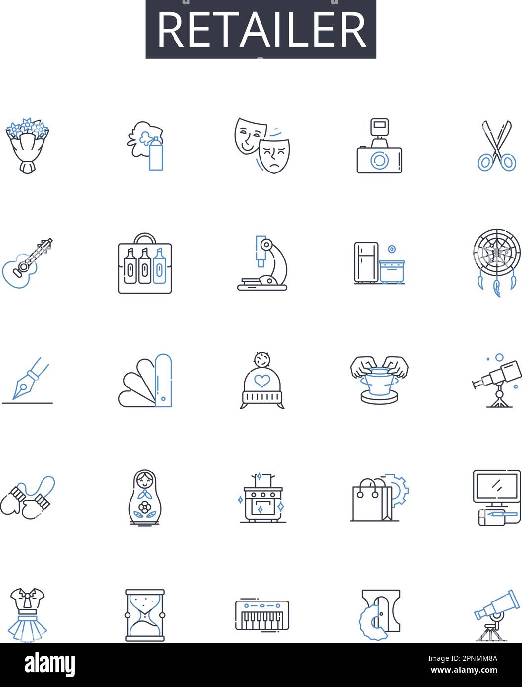 Retailer line icons collection. Oversight, Management, Control ...
