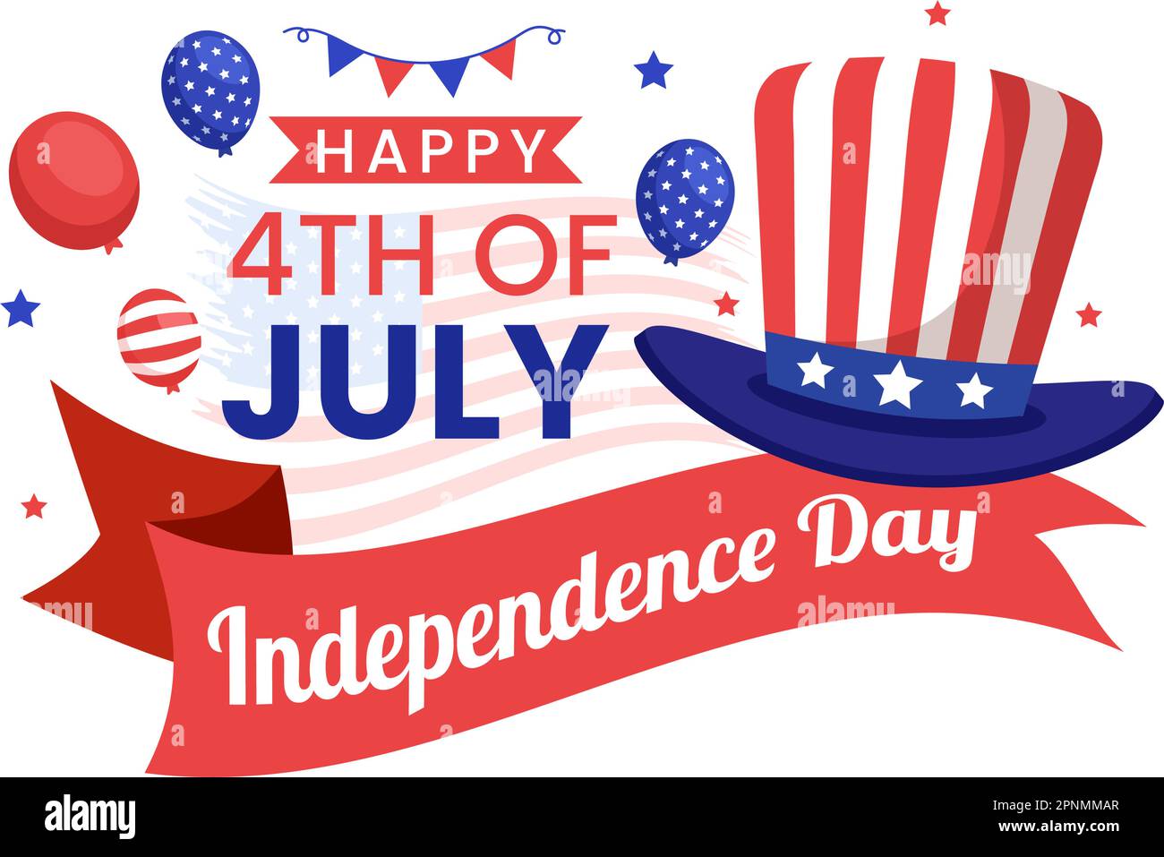 4th of July Independence Day USA Vector Illustration with American Flag ...