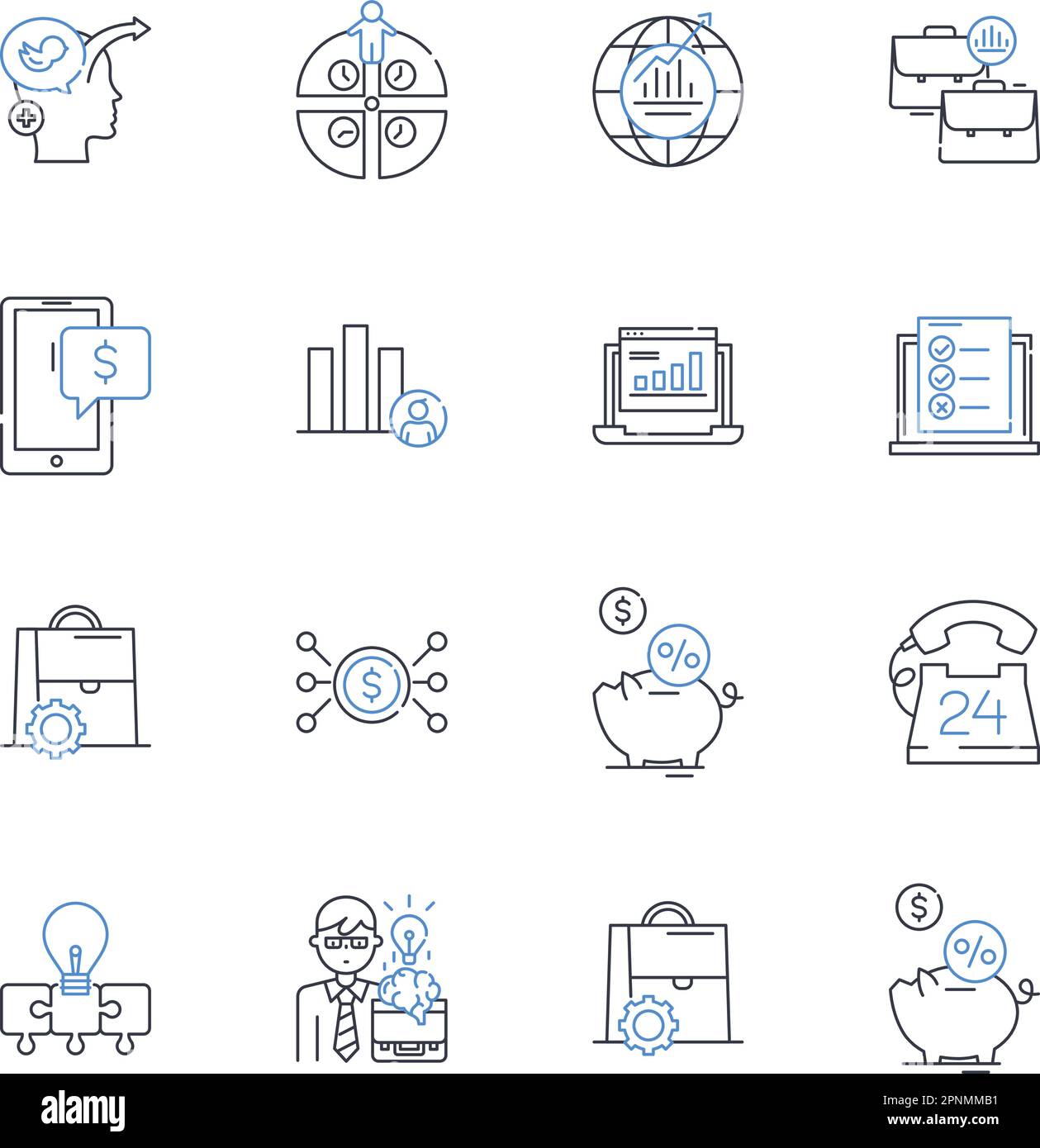 Asset Management Line Icons Collection Investment Portfolio