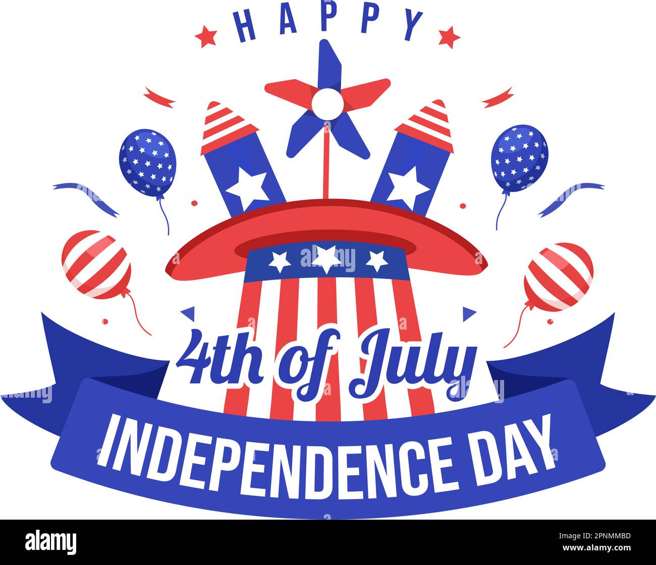 4th of July Independence Day USA Vector Illustration with American Flag ...