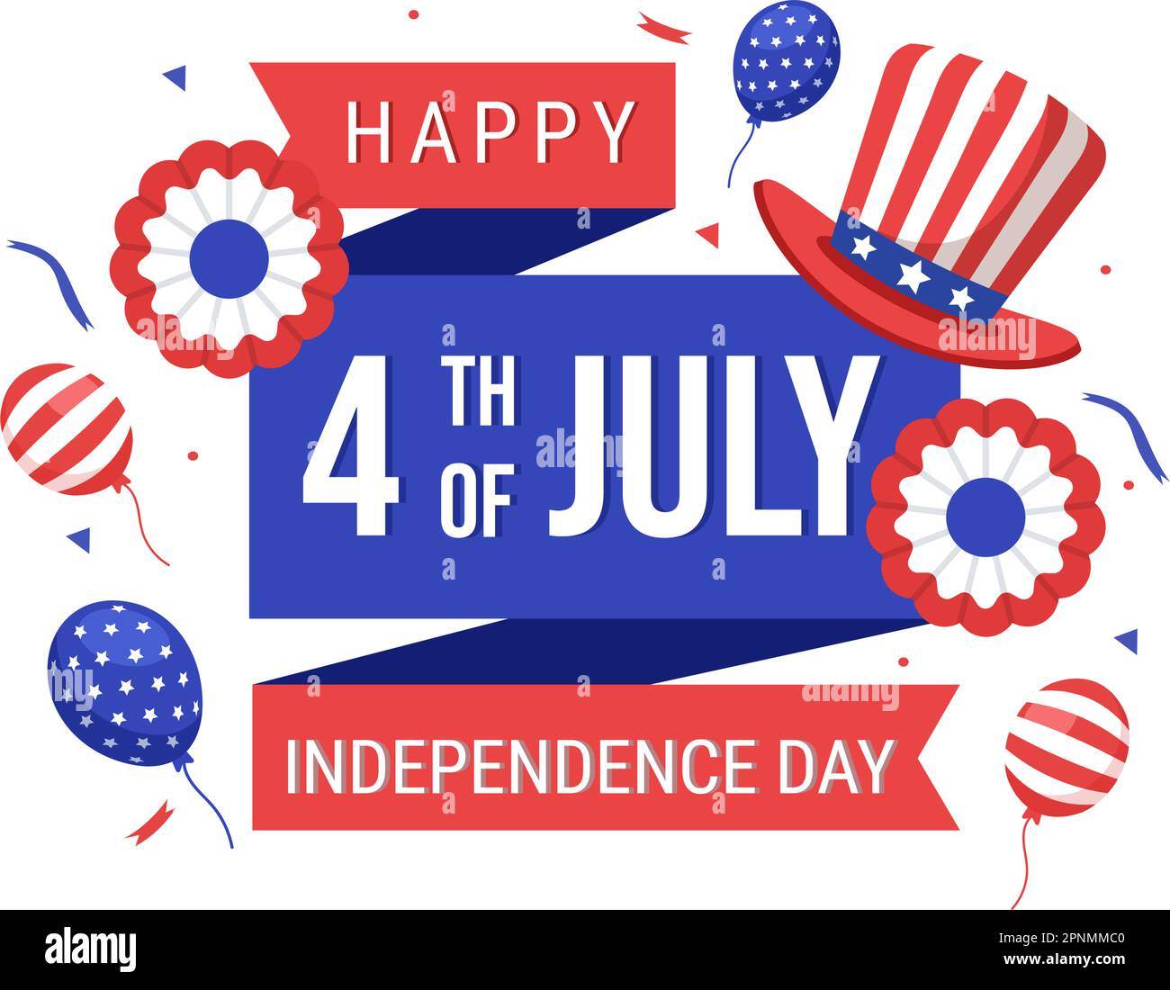 4th of July Independence Day USA Vector Illustration with American Flag ...