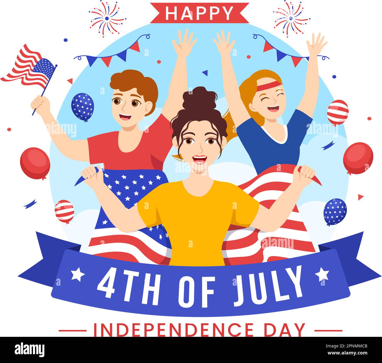 4th of July Independence Day USA Vector Illustration with American Flag ...