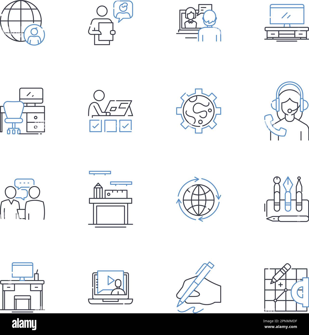 Autonomous Business Line Icons Collection Automation Efficiency Self Sufficient Self