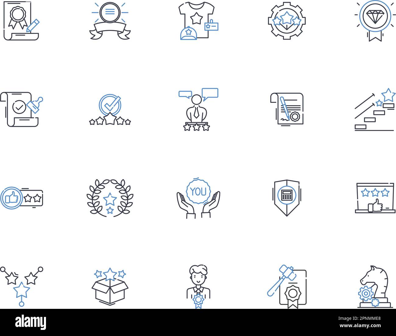 Recognition Line Icons Collection Acknowledgment Appreciation Approval Commendation