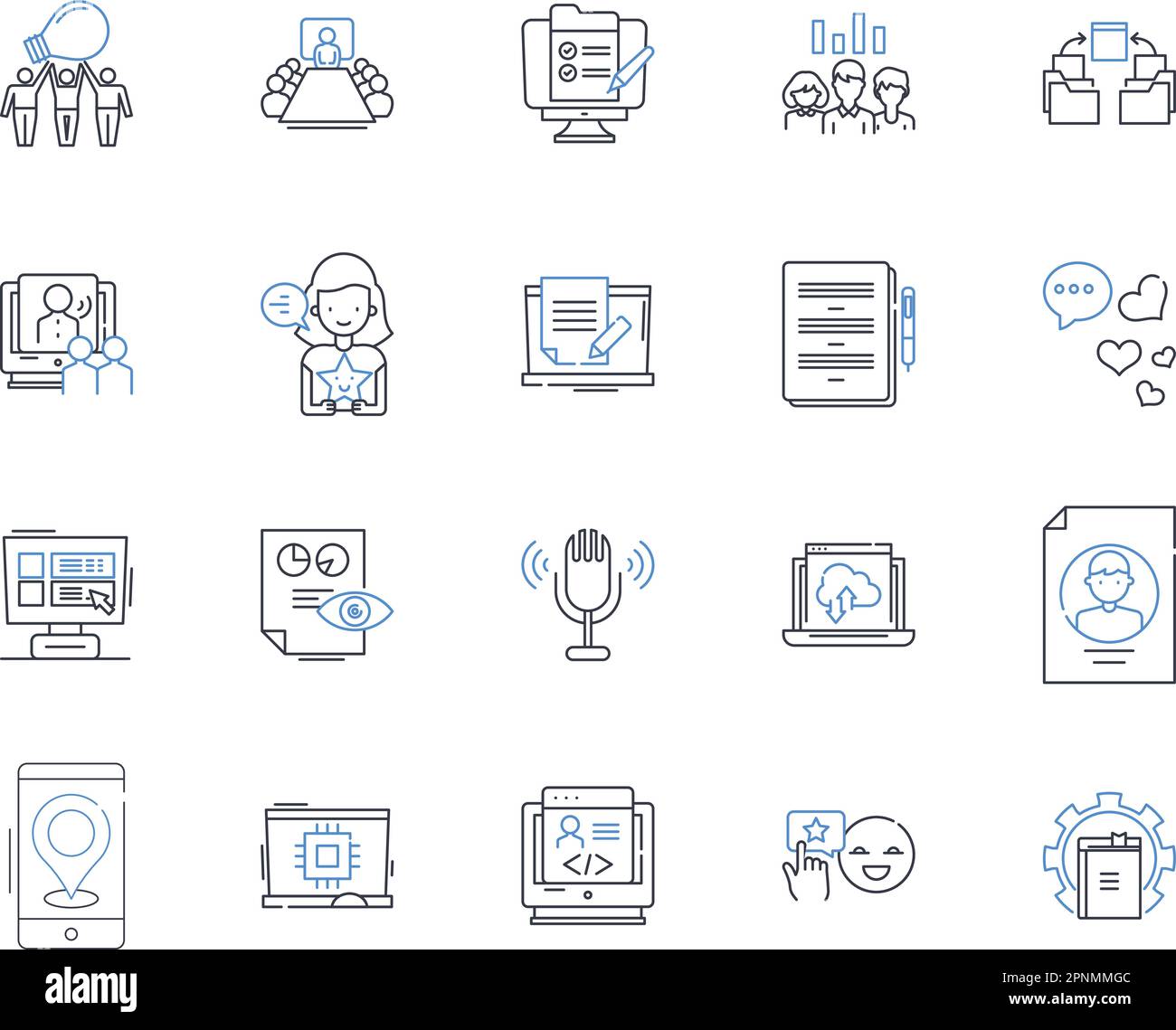 Corporate communication line icons collection. Stakeholders, Branding ...