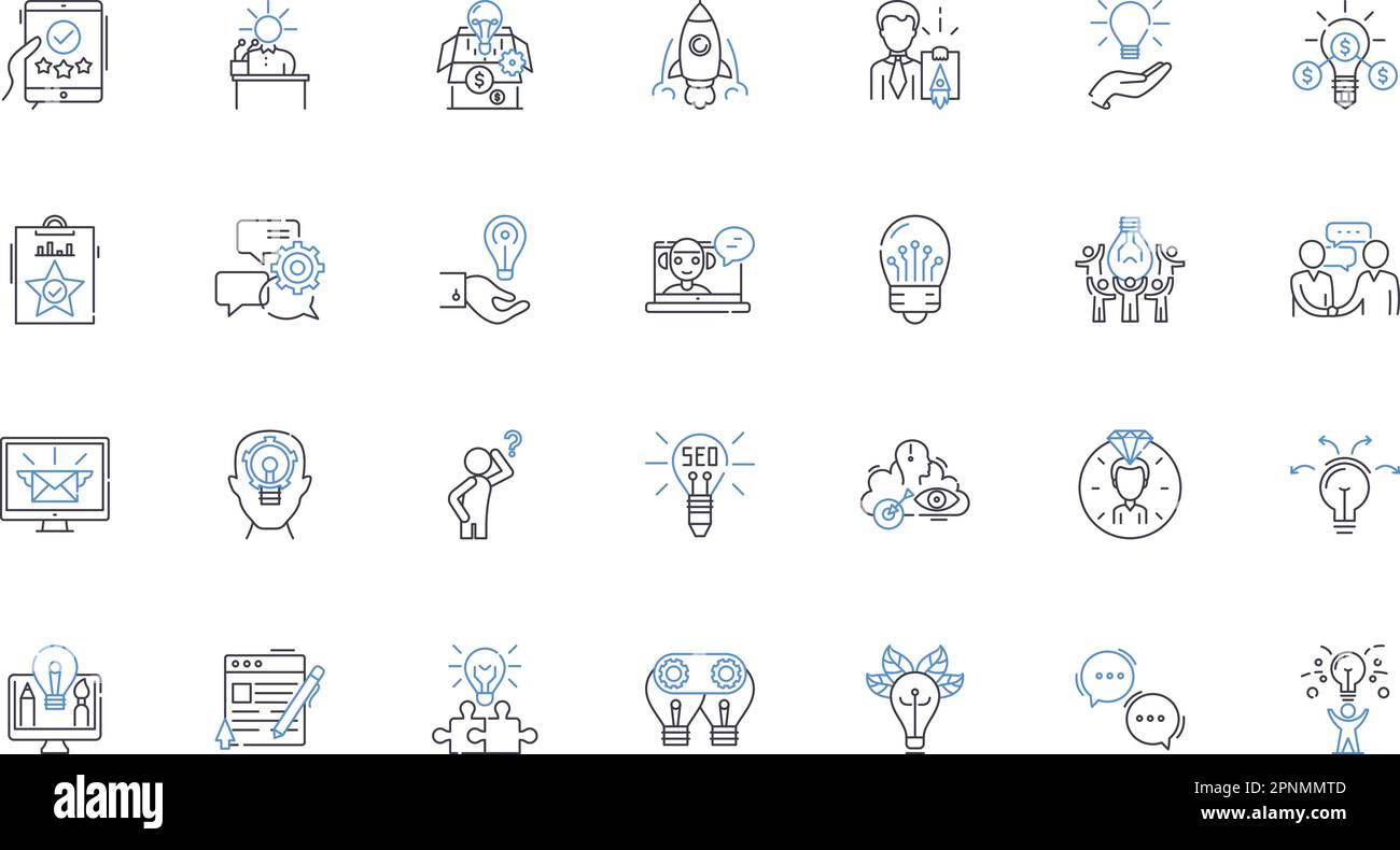 Thought development line icons collection. Ideation, Conceptualization ...
