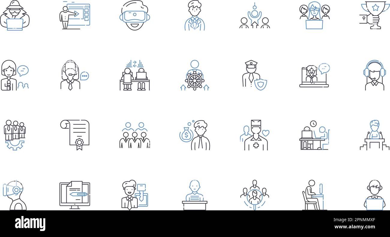 Vocation and supervision line icons collection. Development, Guidance, Mentorship ...
