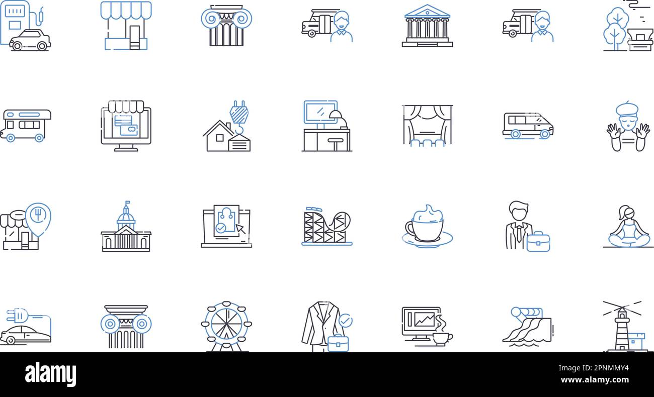Hospitality trade line icons collection. Hospitality, Service, Guests ...