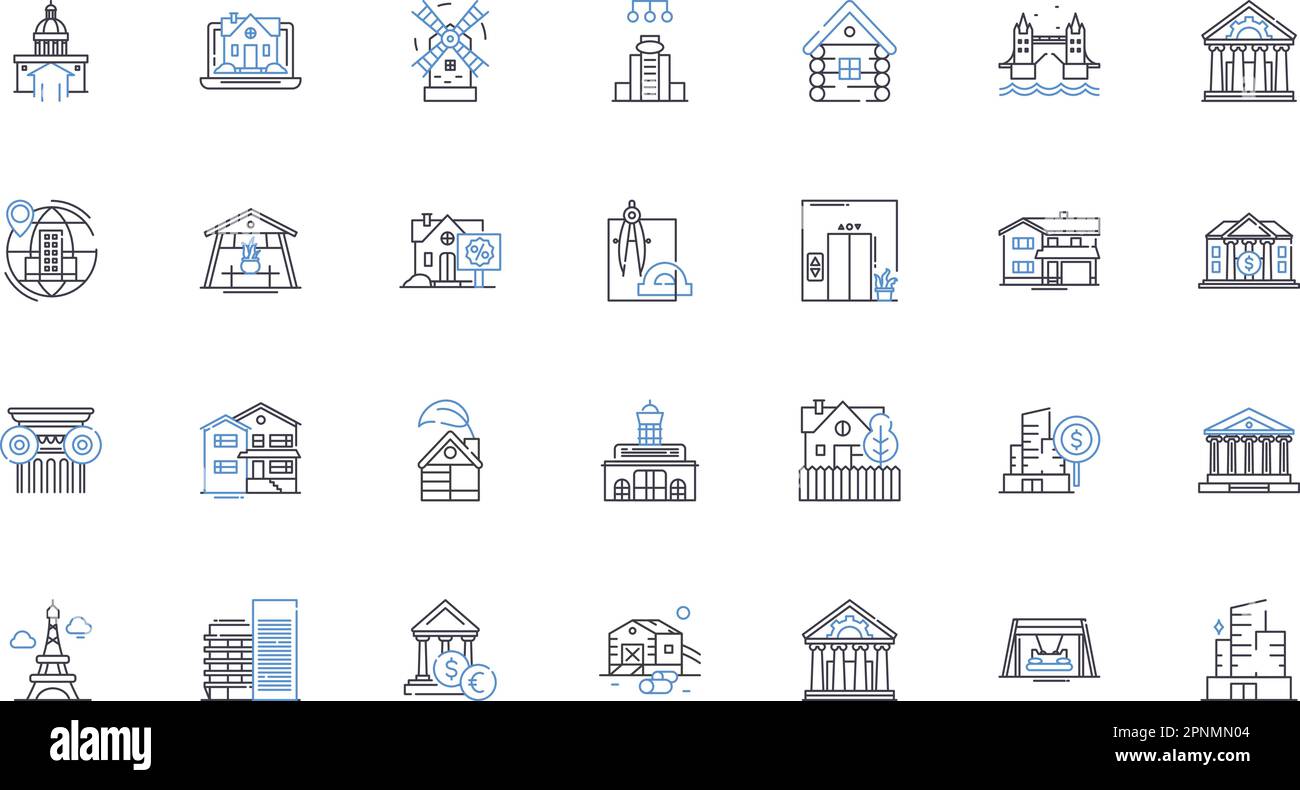 Architectural Design Line Icons Collection Aesthetics Blueprints Construction Creativity