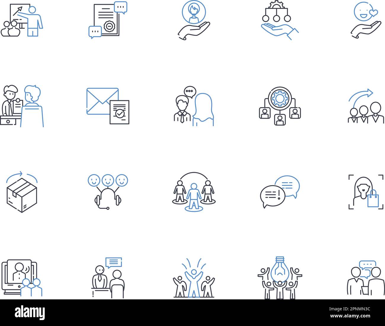 Client satisfaction line icons collection. Happiness, Approval, Delight ...