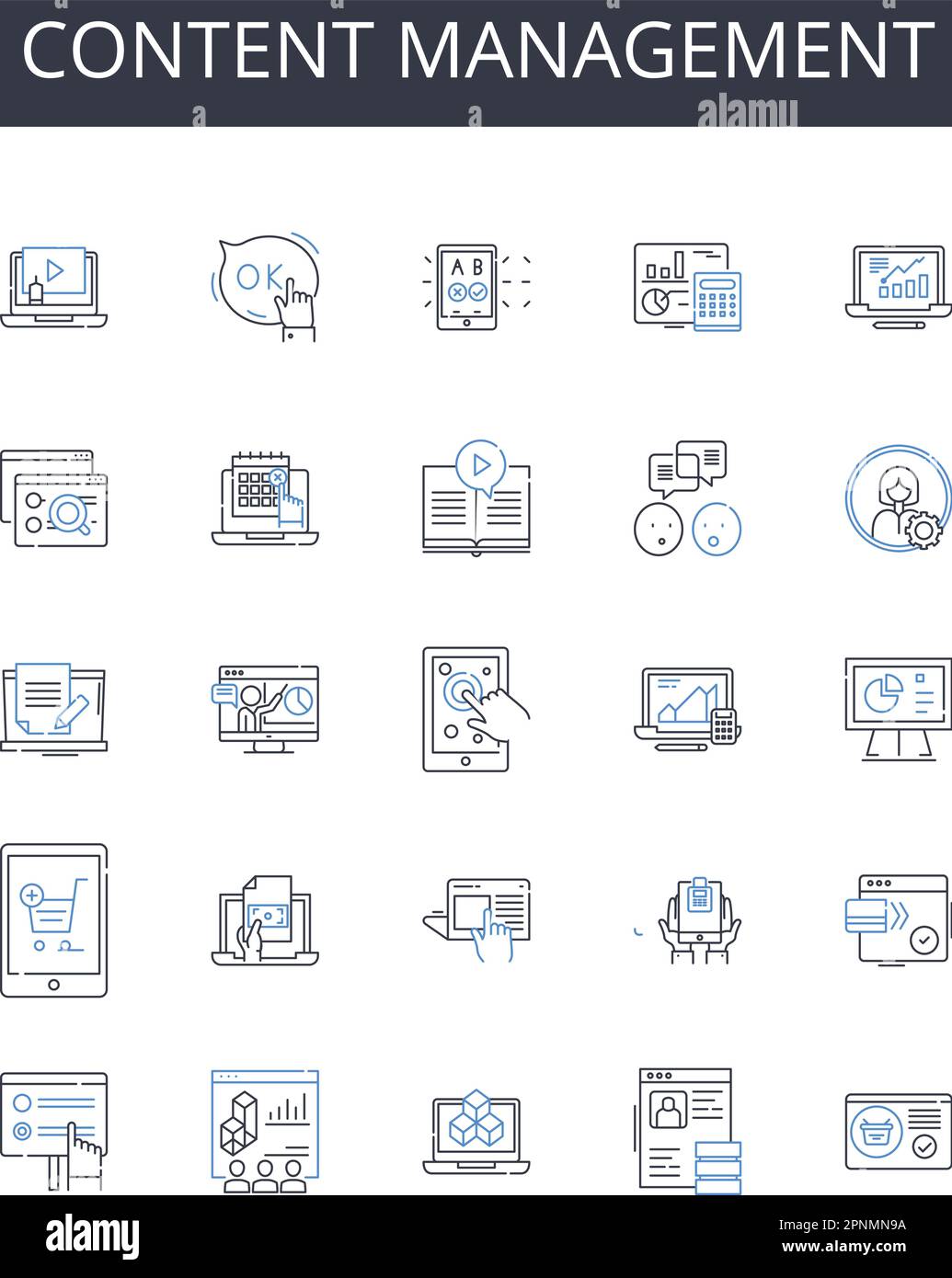Content Management Line Icons Collection Interface Functionality Compatibility Usability