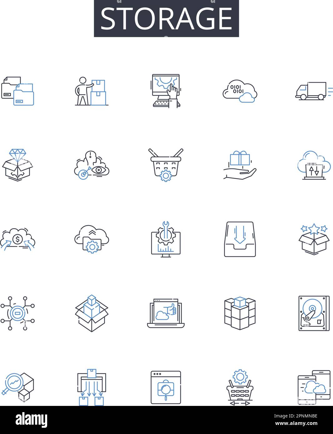 Storage line icons collection. Preservation, Safekeeping, Hoarding, Storing, Stockpiling ...