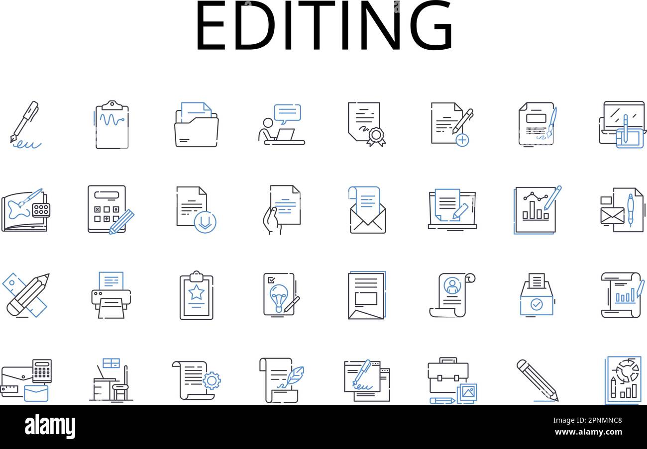 Editing Line Icons Collection Proofreading Reviewing Touch Up