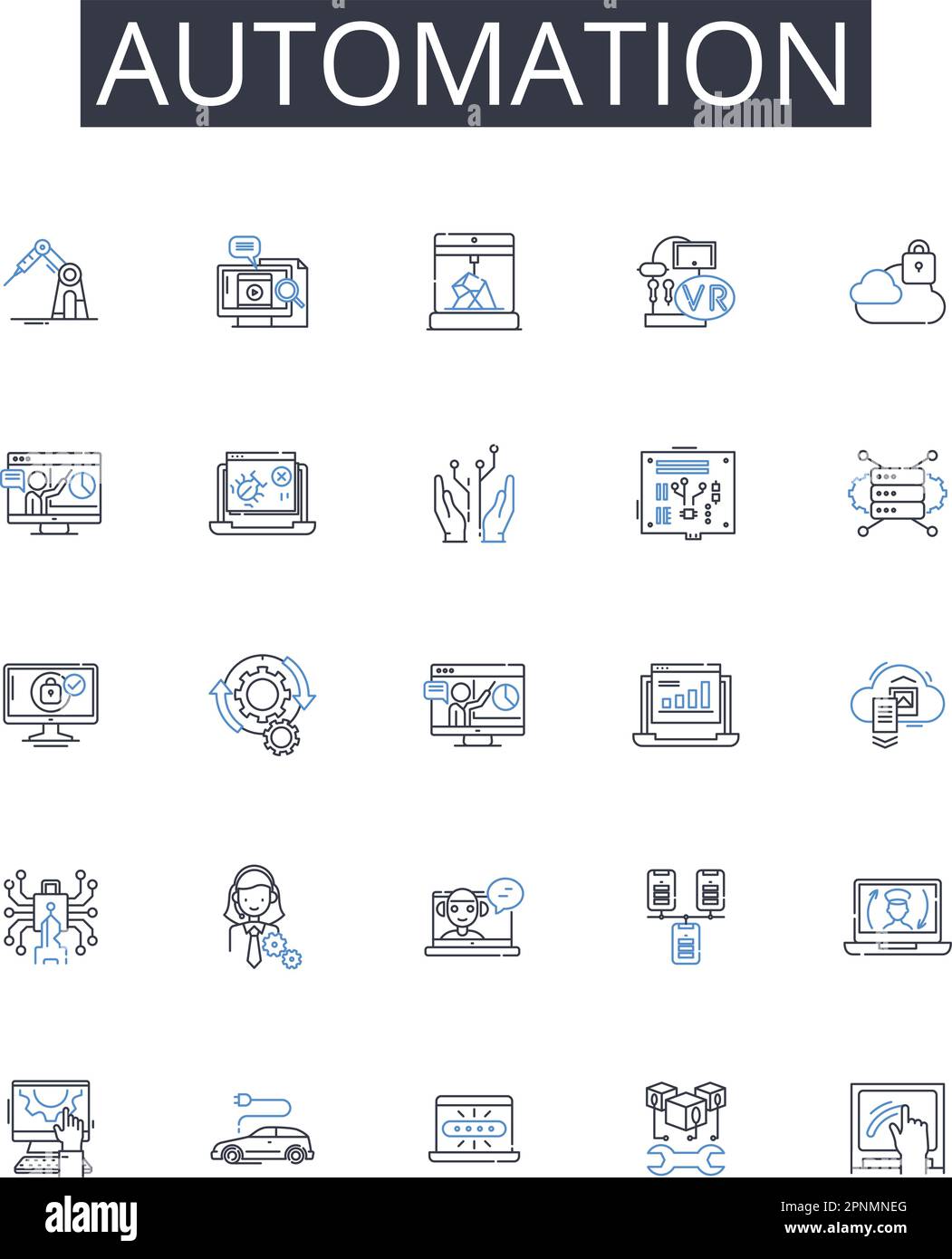 Automation line icons collection. Mechanization, Innovation ...