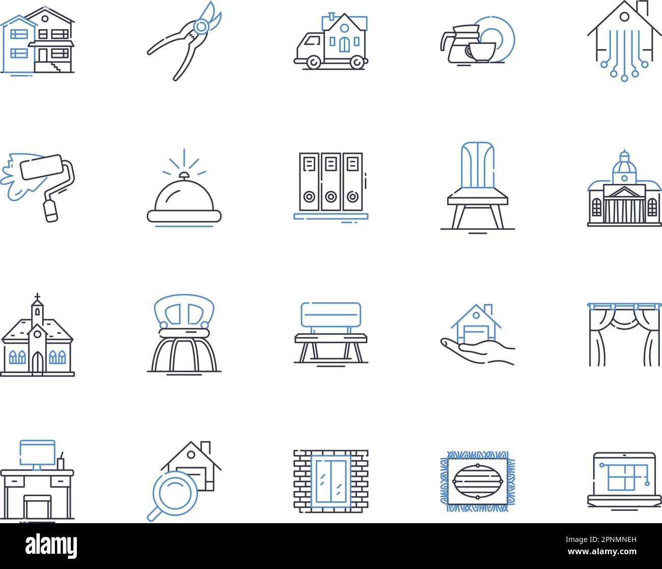 Studio and loft line icons collection. Chic, Industrial, Minimalistic ...