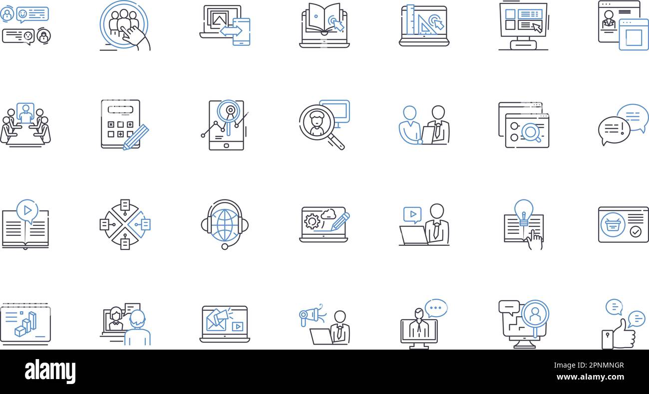 Web-based training line icons collection. E-learning, Distance learning, Online courses, Virtual ...