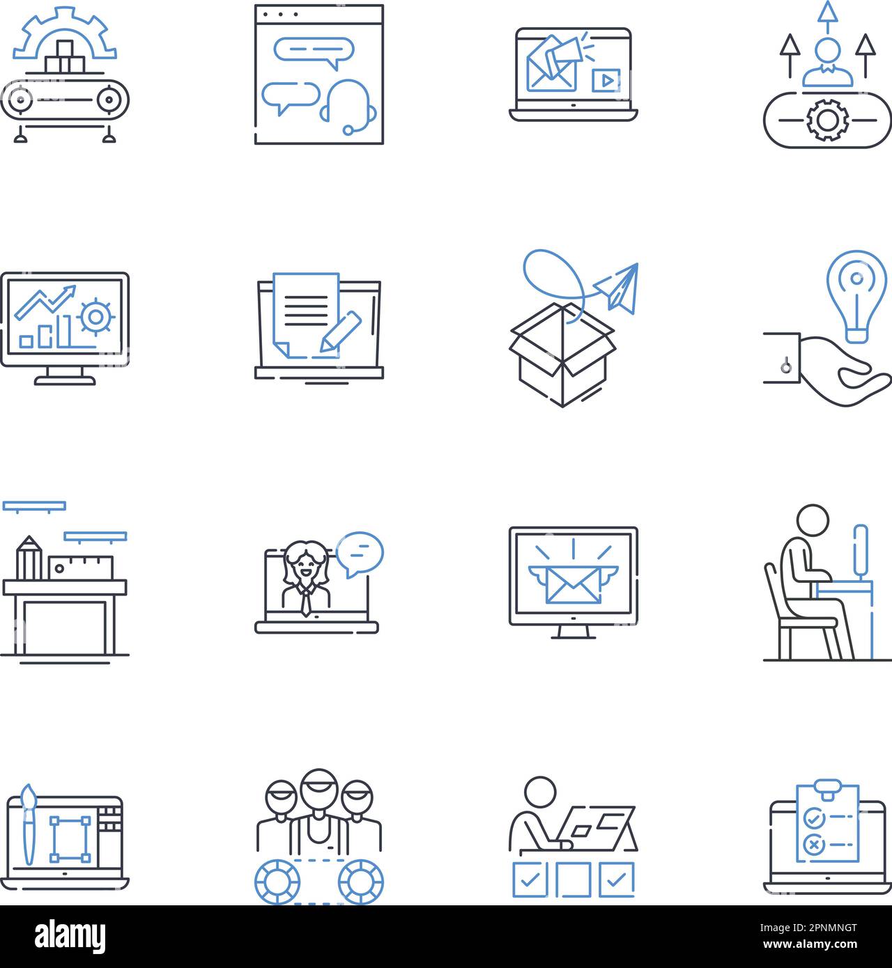 Cooperative Venture Line Icons Collection Collaboration Partnership