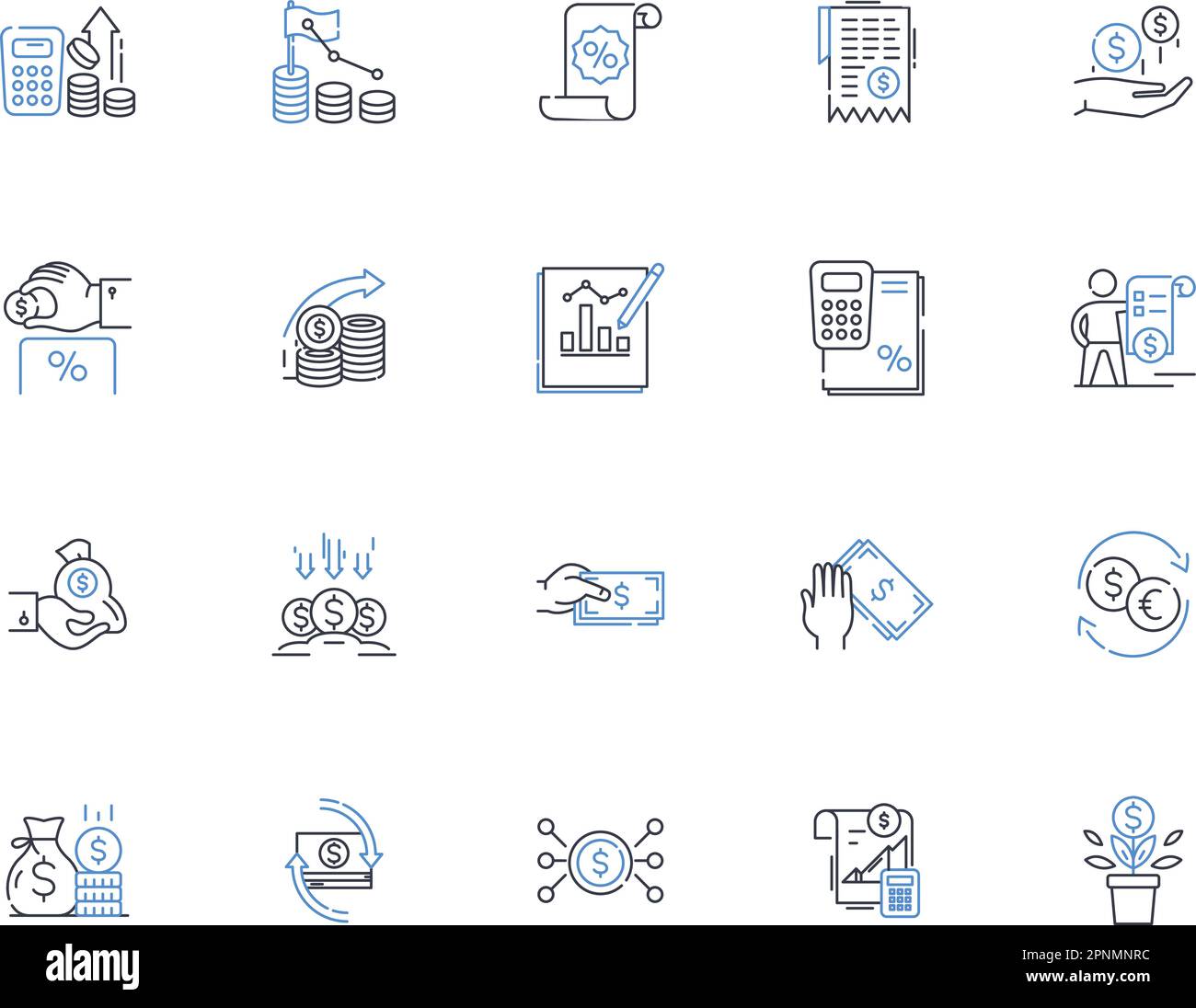 Profit potential line icons collection. Revenue, Income, ROI, Margins ...