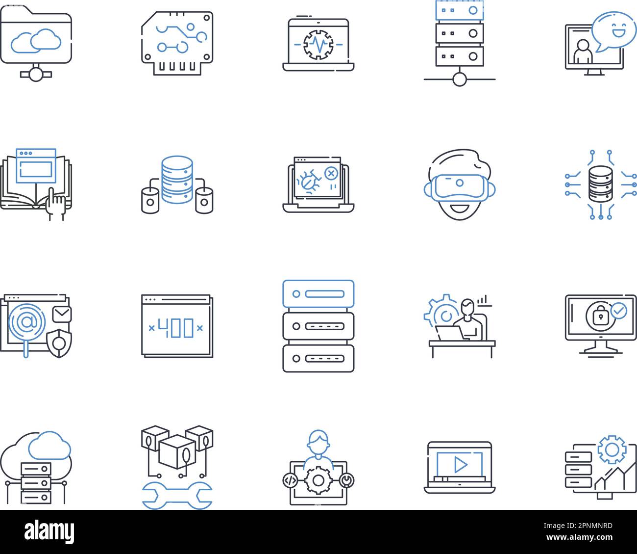 Digital Platform Line Icons Collection Platform Internet Online Connect Digital Technology