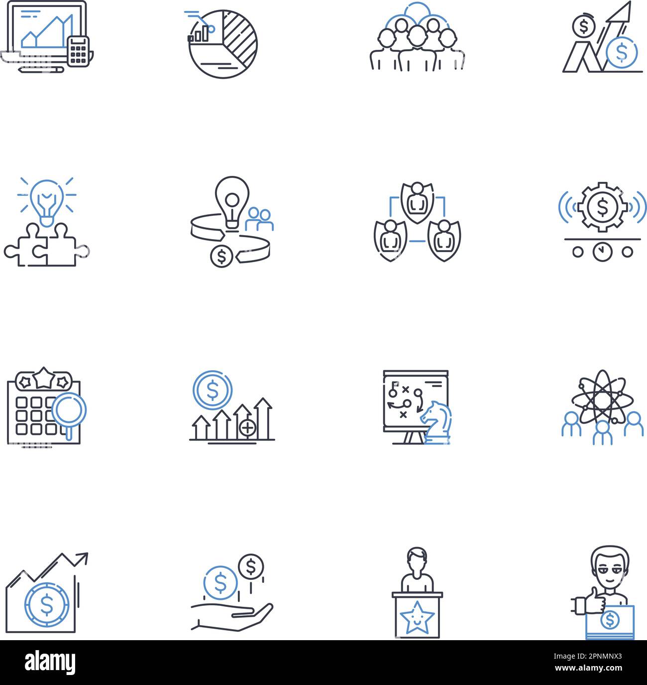 Conquer a business line icons collection. Ambition, Strategy ...