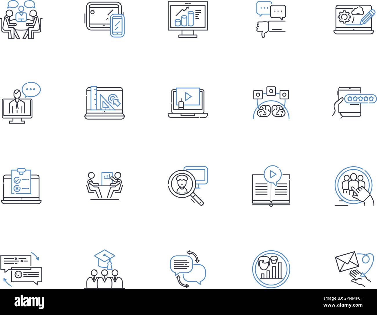Online tutoring line icons collection. E-learning, Virtual, Education ...