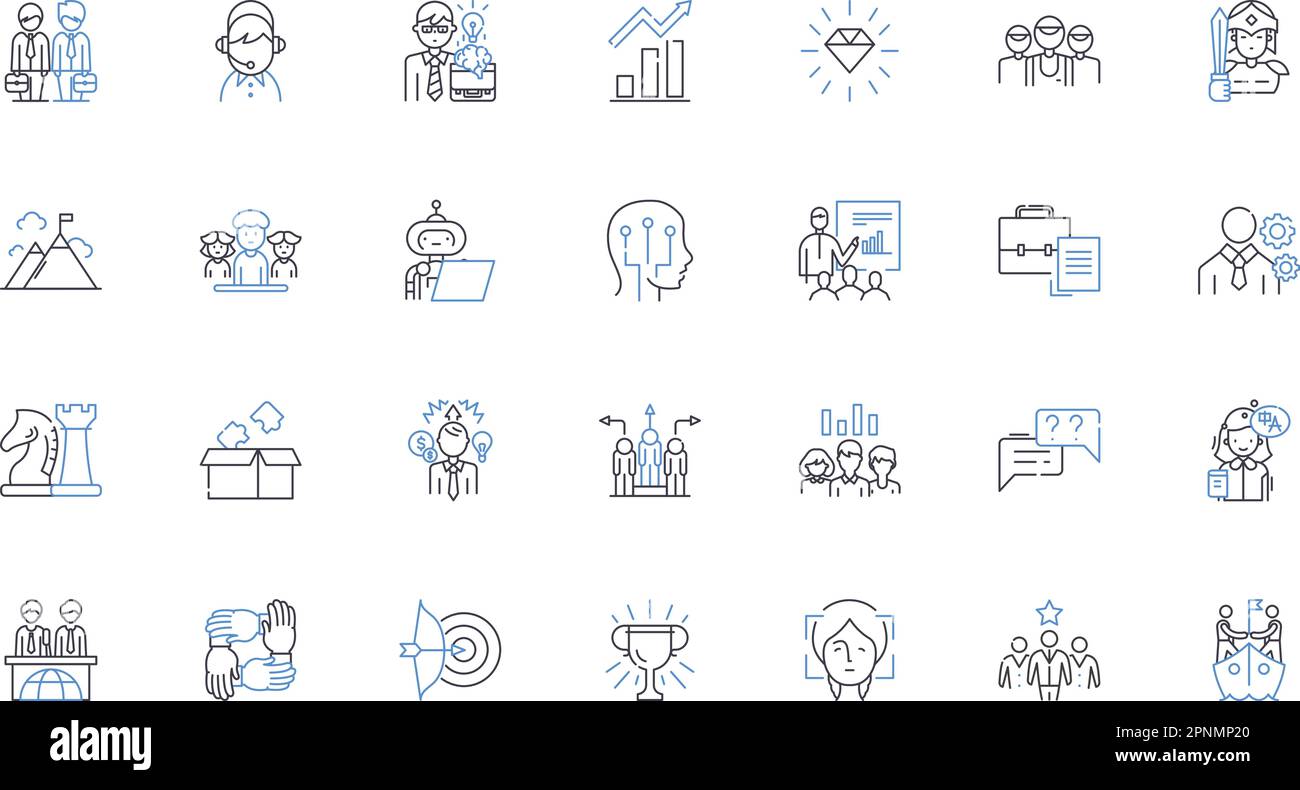 Direction-setting line icons collection. Strategy, Vision, Goals ...