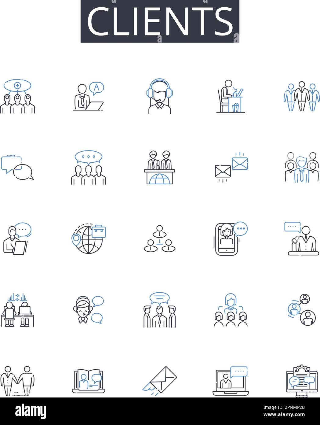 Clients line icons collection. Customers, Patrons, Buyers, Consumers ...
