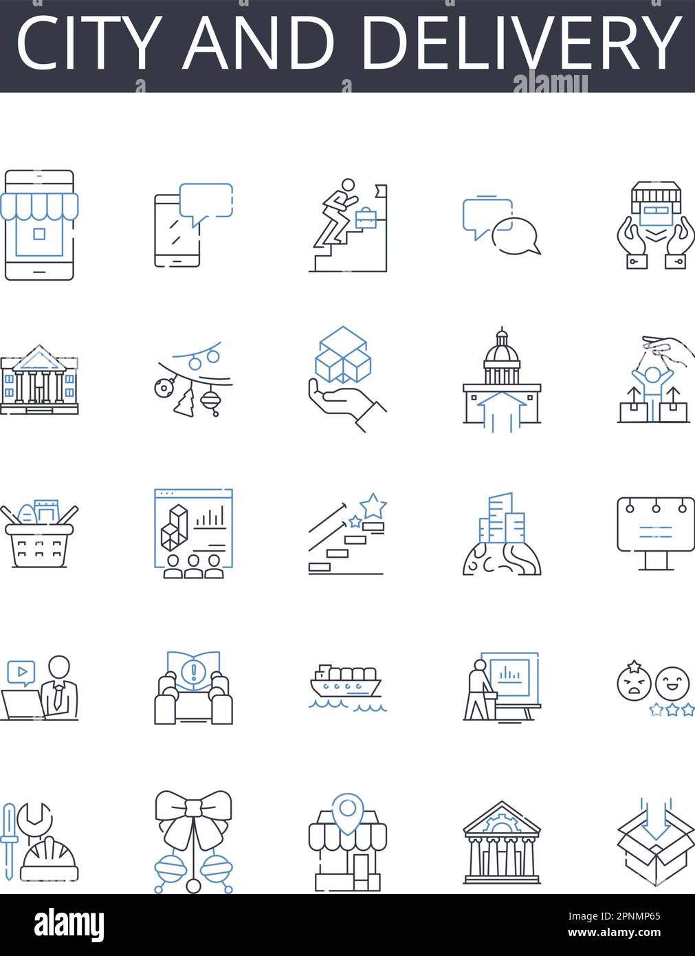City and delivery line icons collection. Minimalism, Streamlined ...