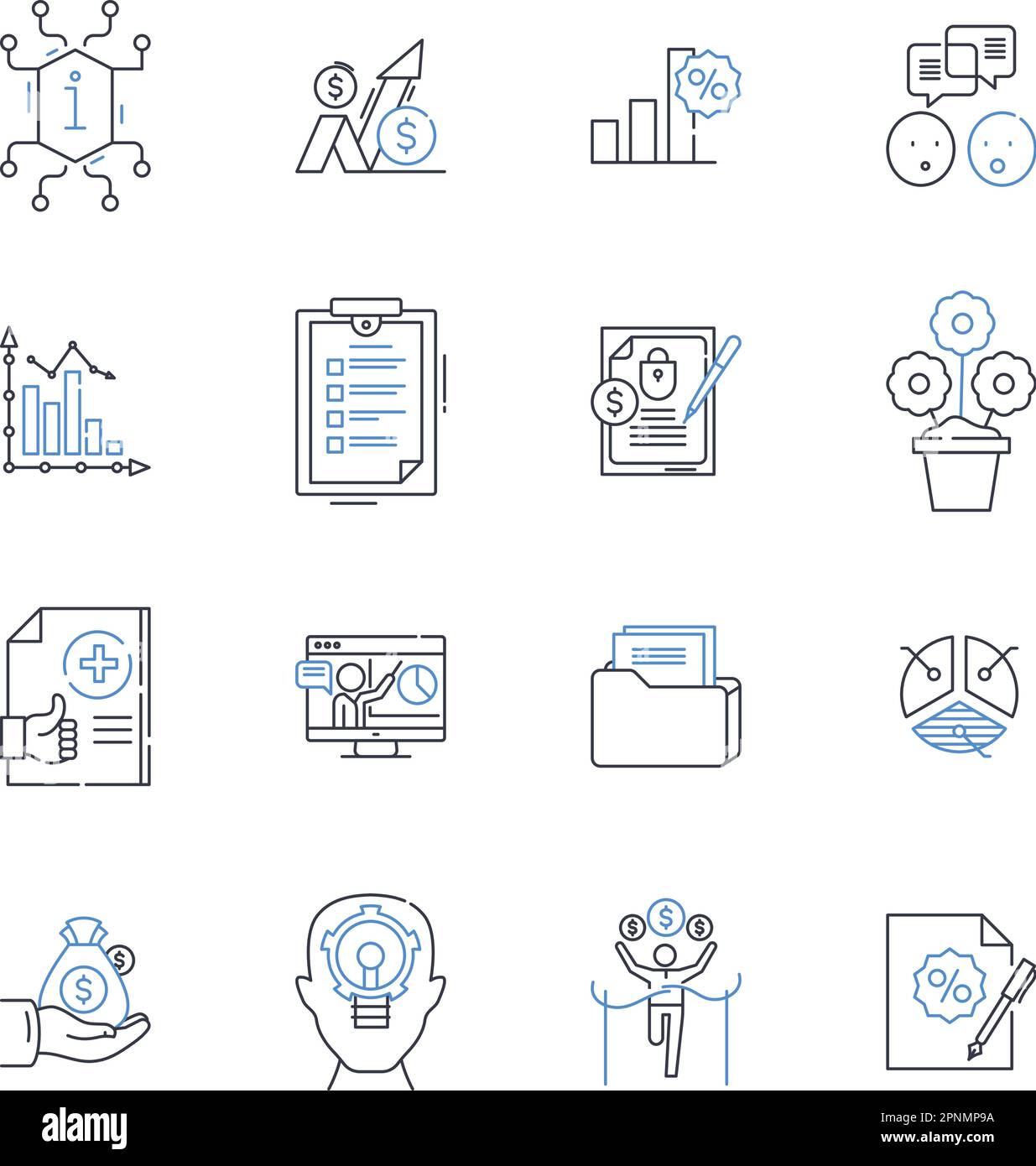 Financial Resource Management line icons collection. Budgeting ...
