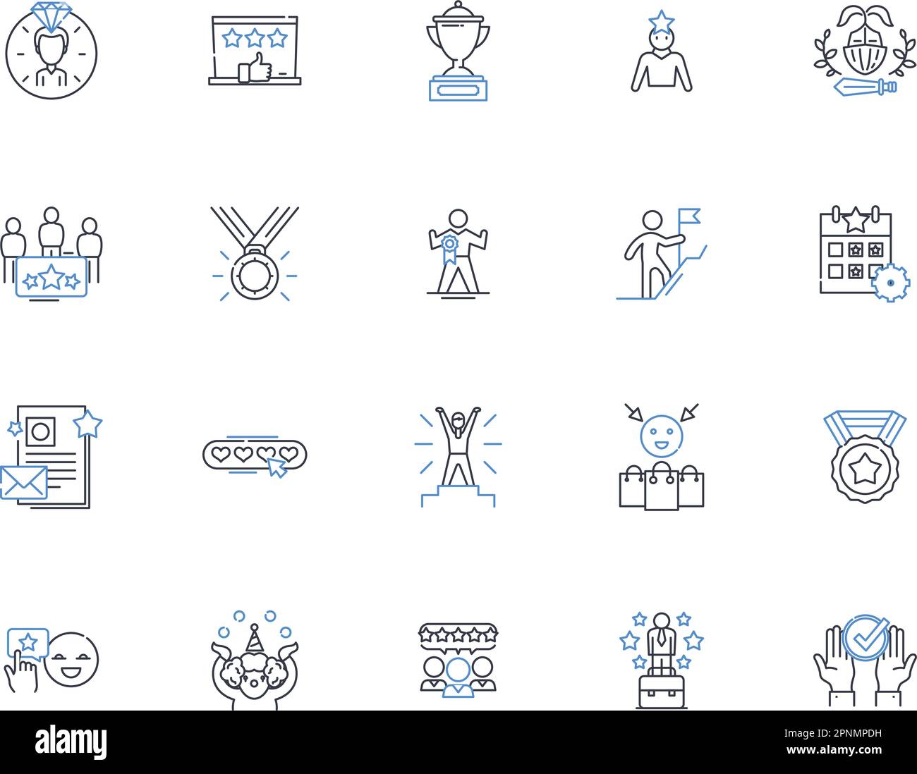 Accomplished project line icons collection. Success, Achievement ...