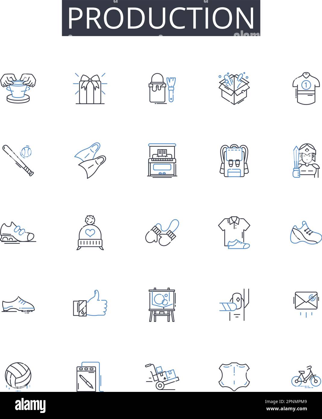 Production line icons collection. Creation, Development, Fabrication ...
