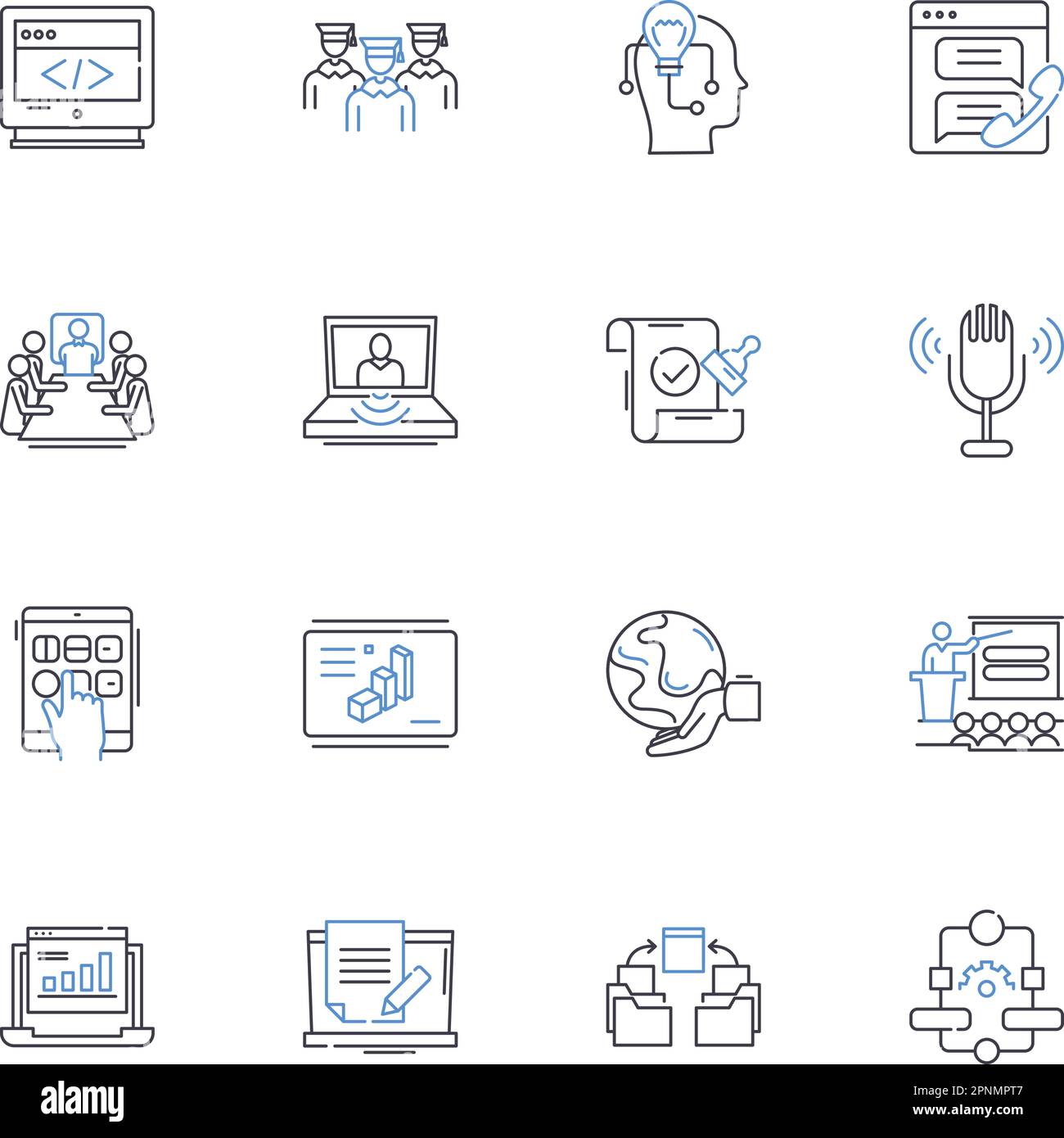 News outlet line icons collection. Current, Informative, Breaking ...