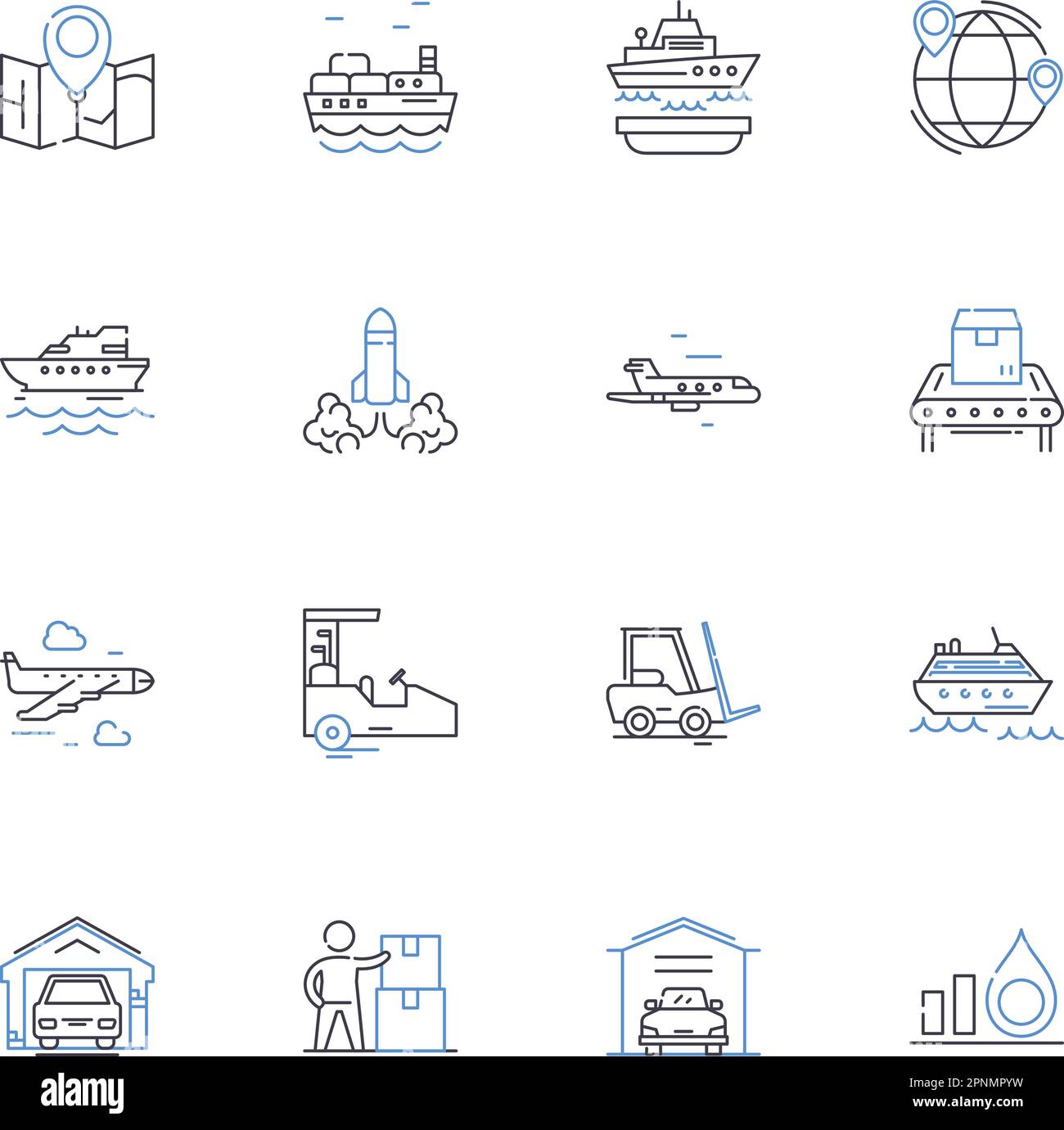 Logistics line icons collection. Transportation, Supply Chain ...