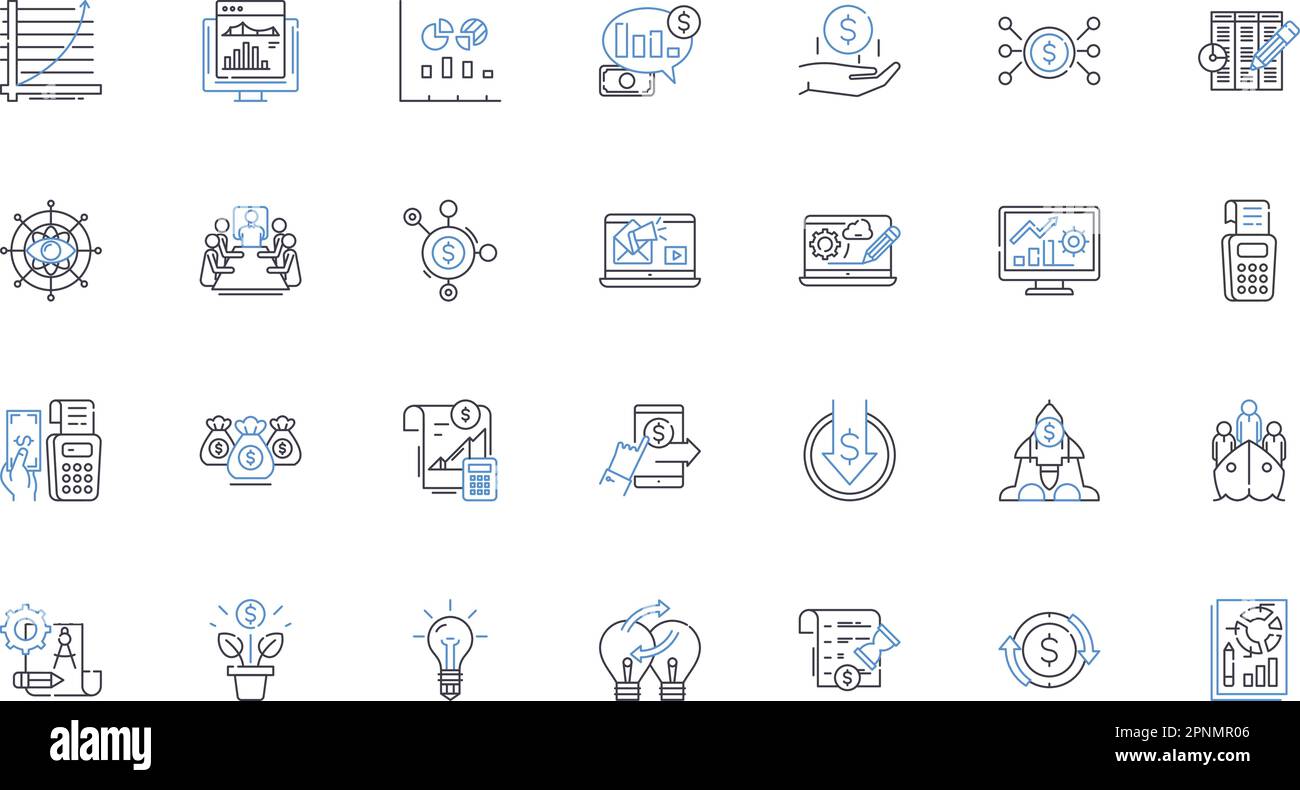Market Rating Line Icons Collection Evaluation Score Ranking Assessment Grade Index