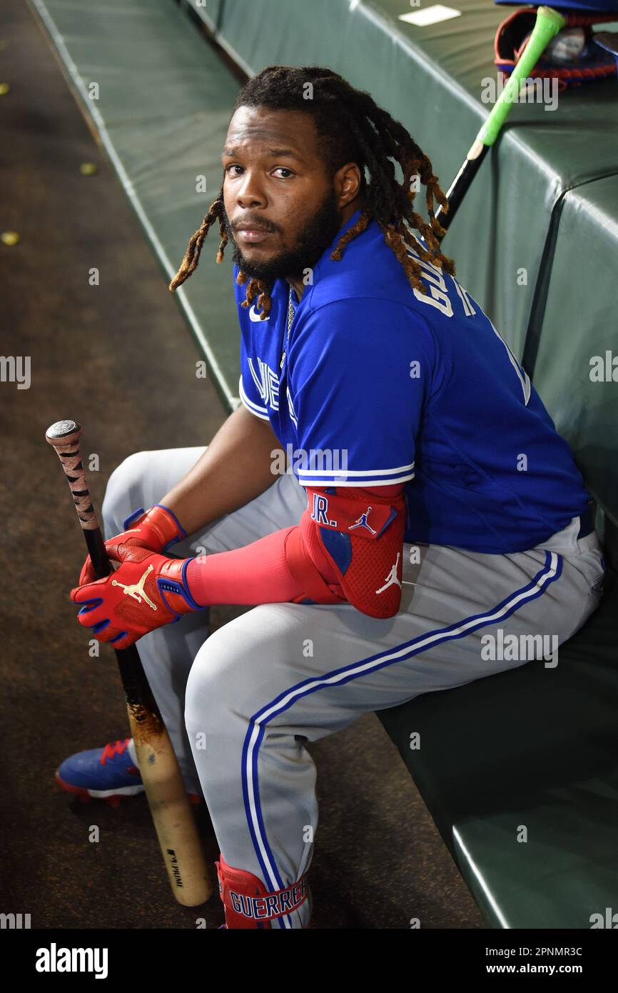 Toronto Blue Jays first baseman Vladimir Guerrero Jr. (27) is ready for ...