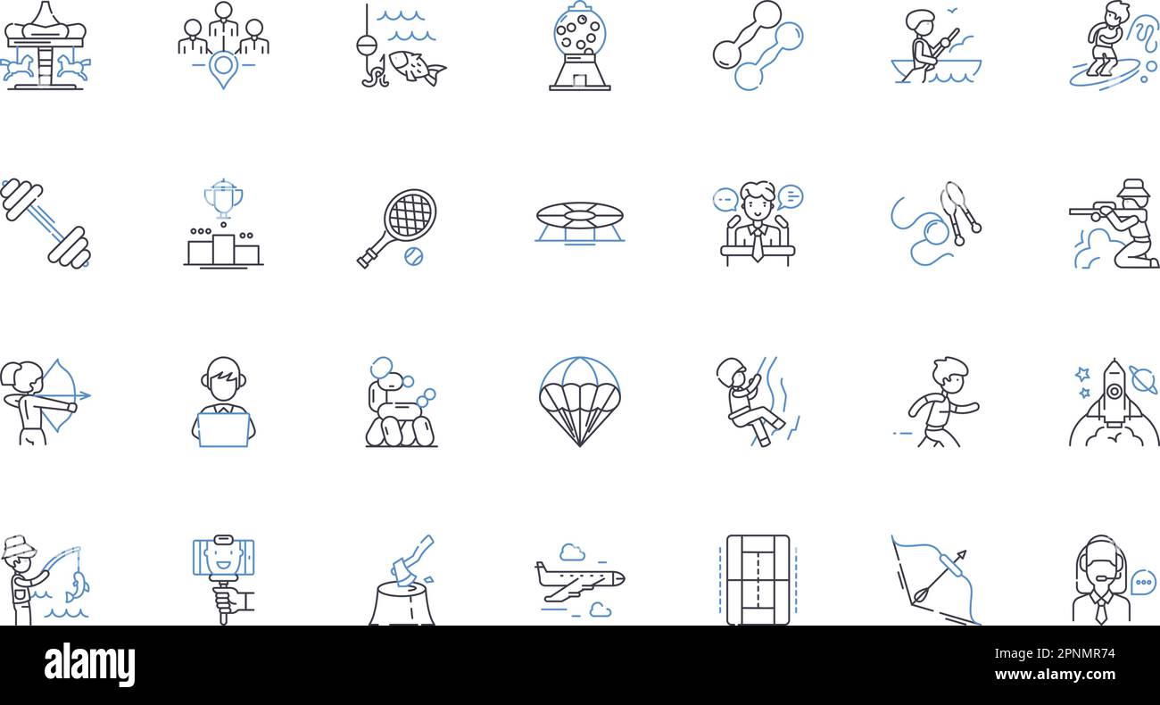 Playoffs line icons collection. Intensity, Excitement, Triumph, Victory ...