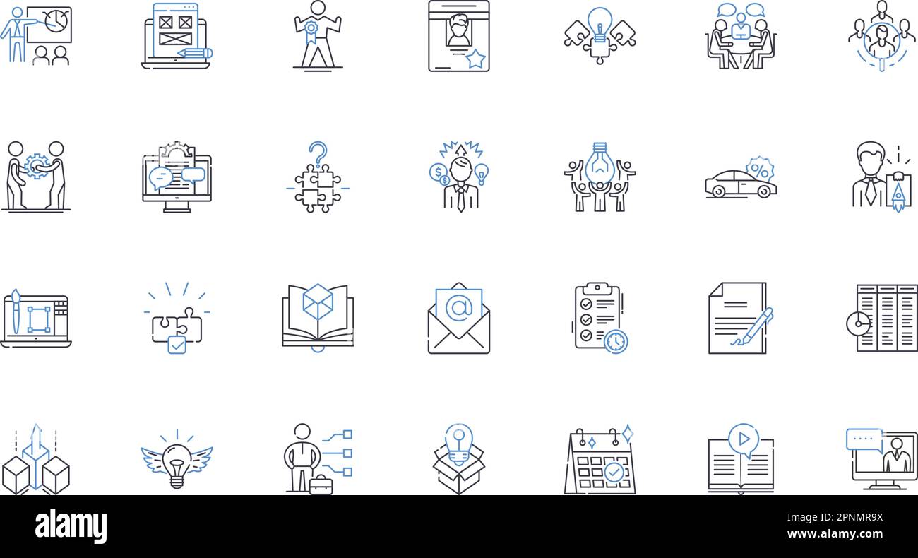 Customer engagement line icons collection. Interaction, Participation, Loyalty, Satisfaction ...