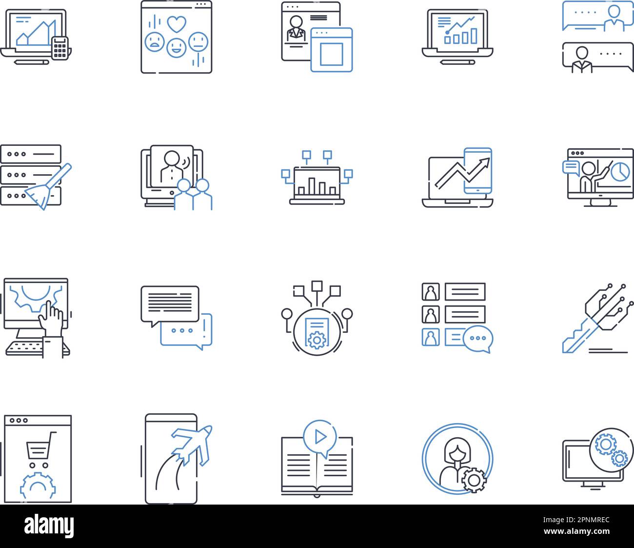 Directing line icons collection. Vision, Communication, Collaboration ...