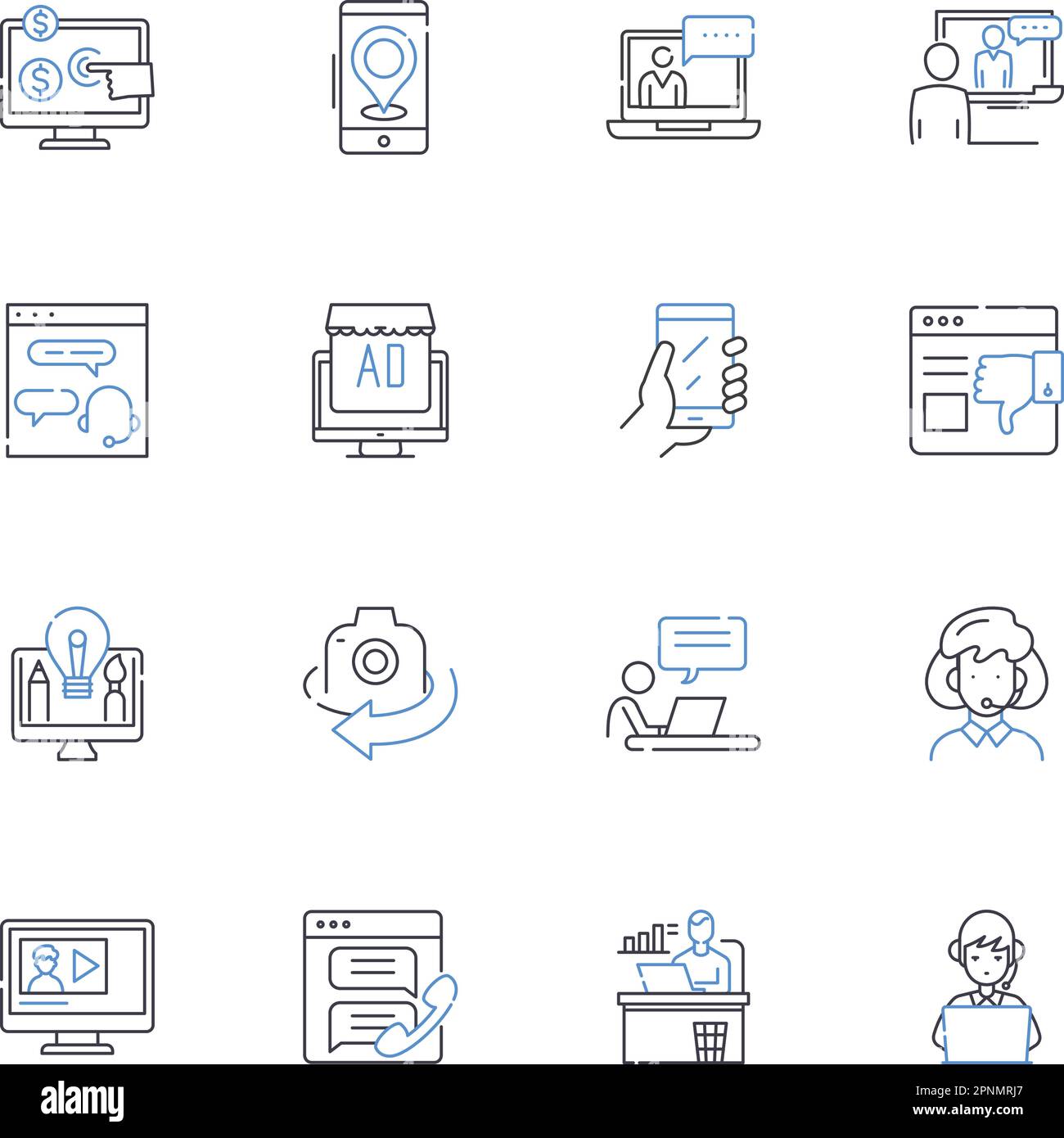 News outlets line icons collection. Journalism, Breaking, Headlines ...