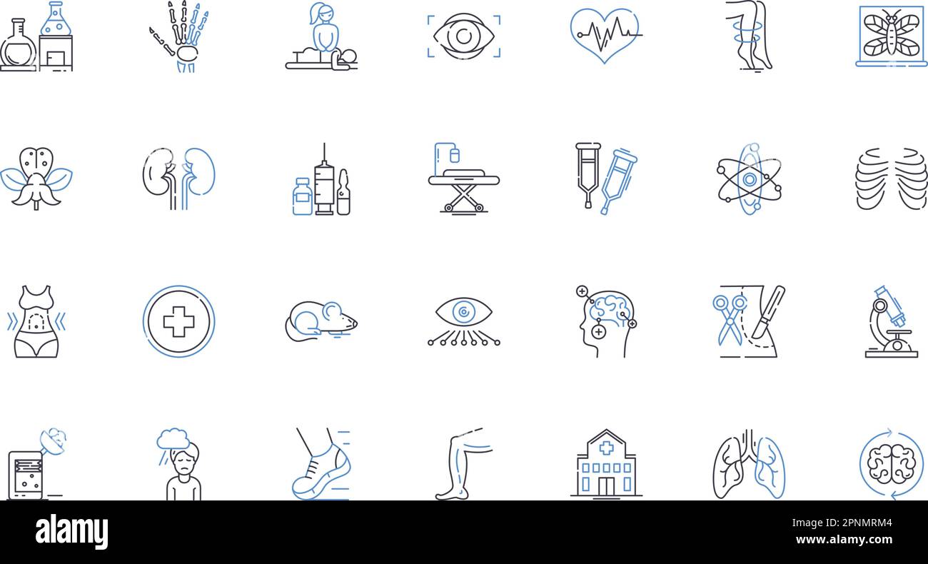 Patient therapy line icons collection. Rehabilitation, Support ...