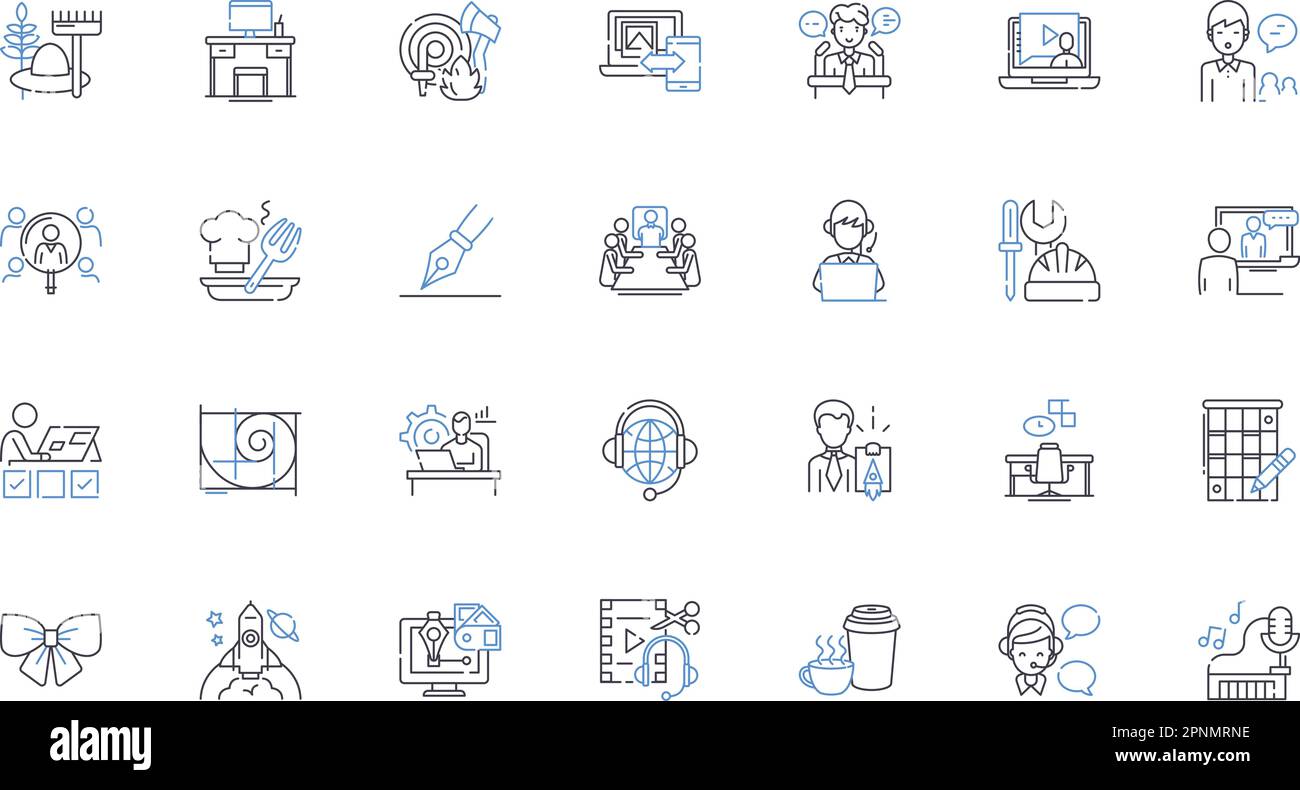 Remote Line Icons Collection Isolation Distance Workforce