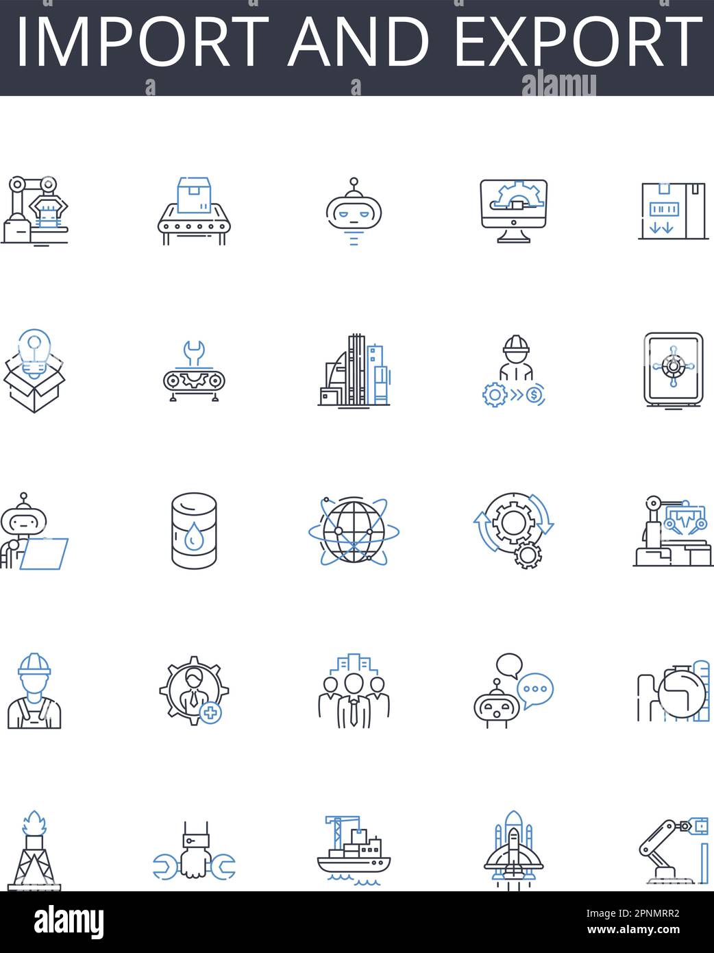 Import and export line icons collection. Trade, Commerce, Transaction, Shipping, Shipment ...