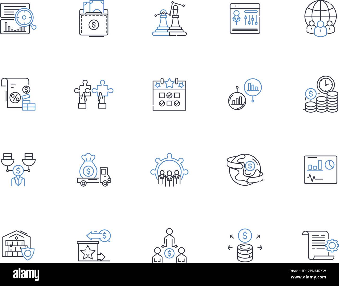 Outcomes line icons collection. Results, Achievements, End-products ...