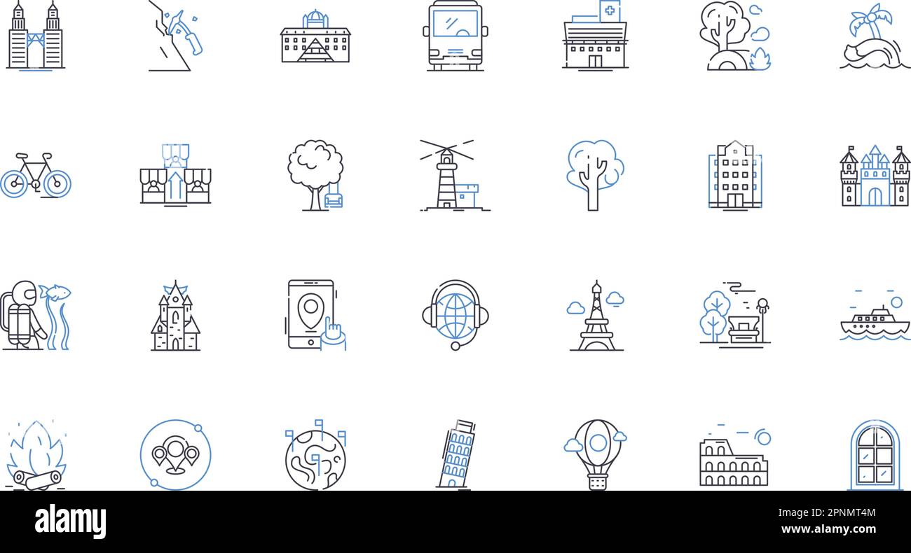 Transcultural voyaging line icons collection. Exploration, Diversity ...