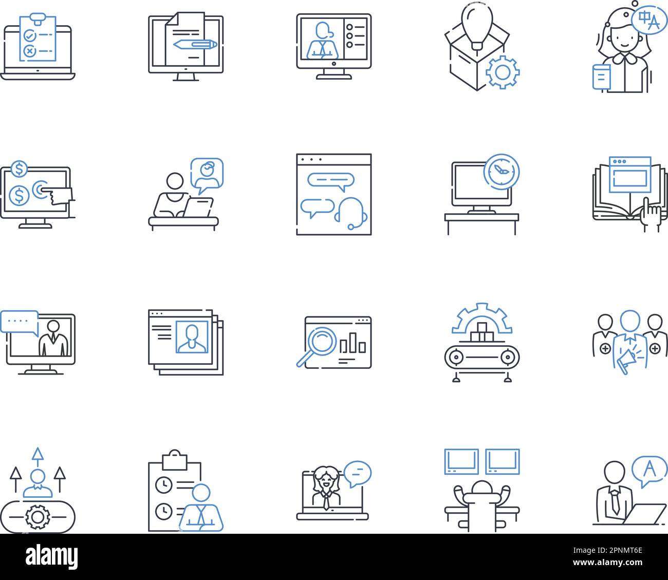 Team dynamics line icons collection. Collaboration, Communication ...
