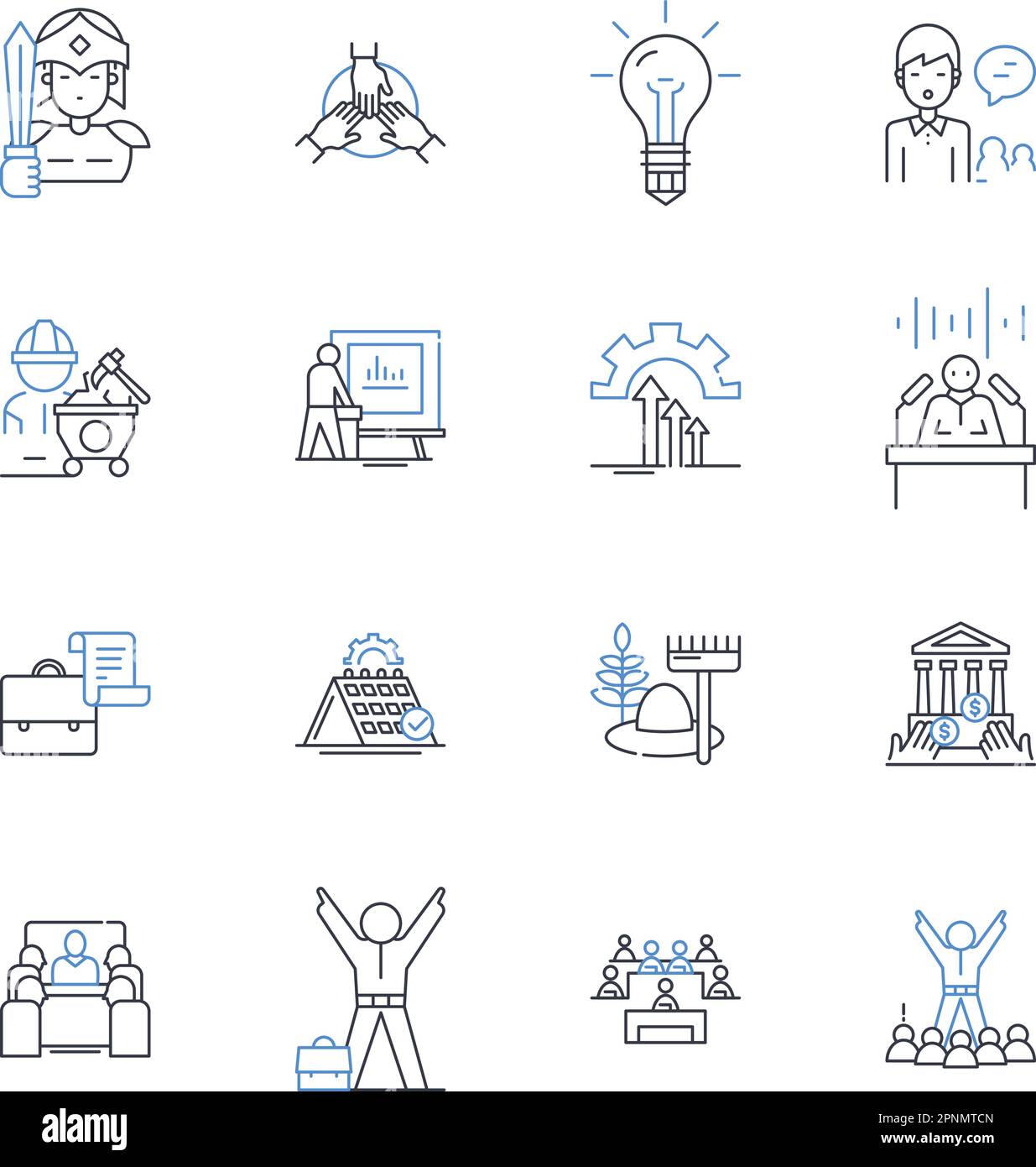 Work Capacity Line Icons Collection Efficiency Stamina Endurance Productivity Resilience