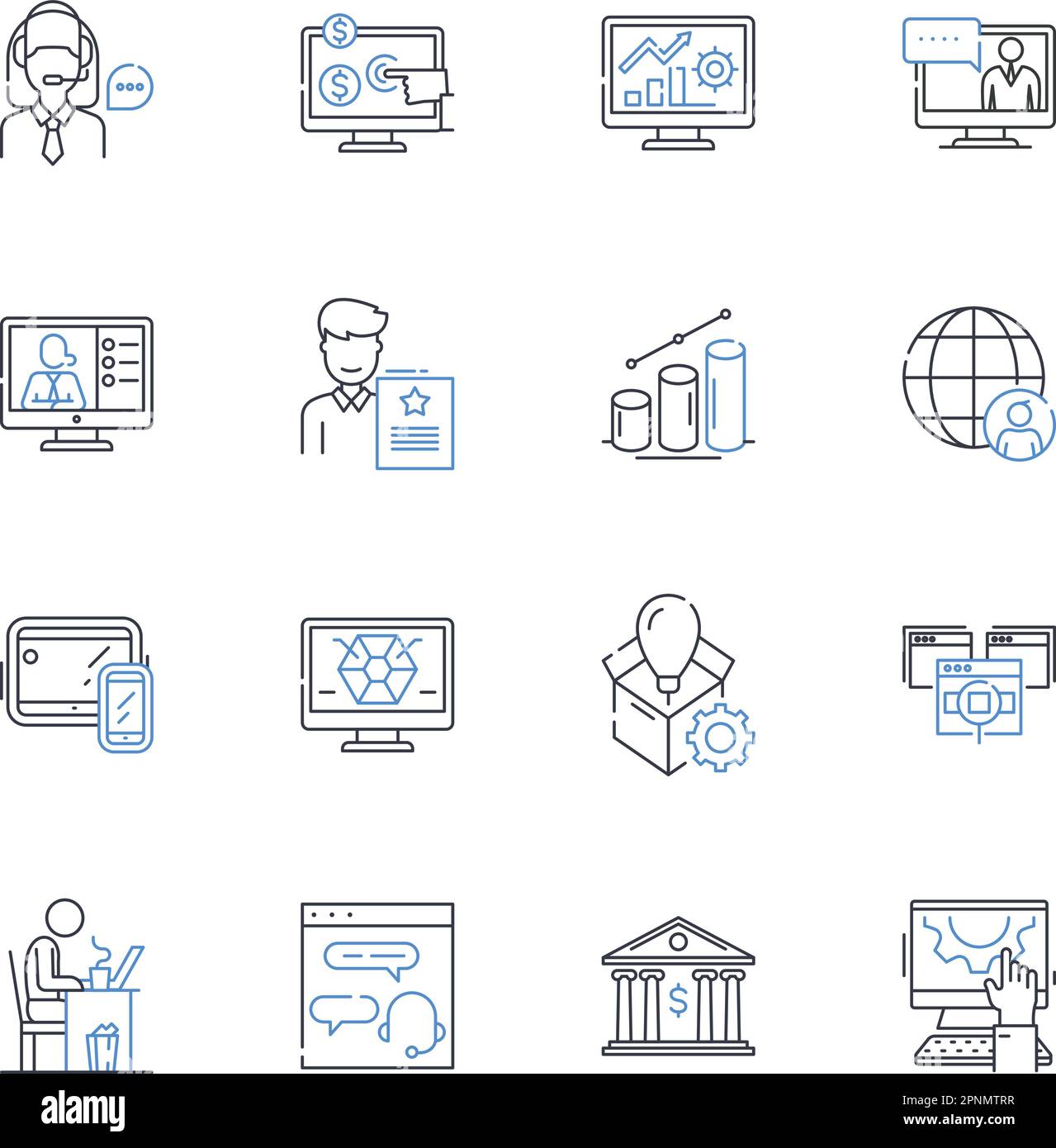 Business practice line icons collection. Strategy, Innovation ...
