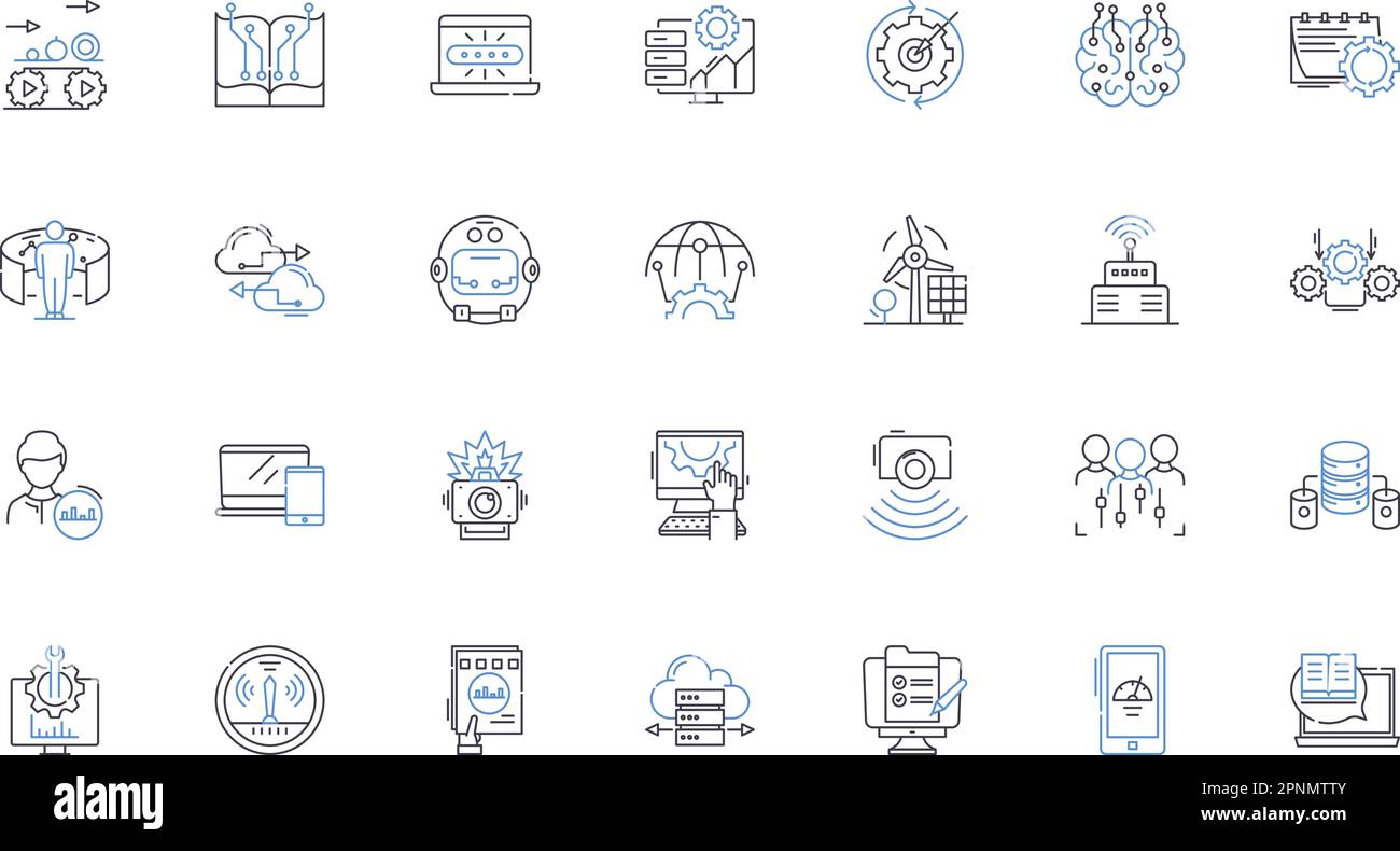 Enterprise Software Line Icons Collection Integrate Automate