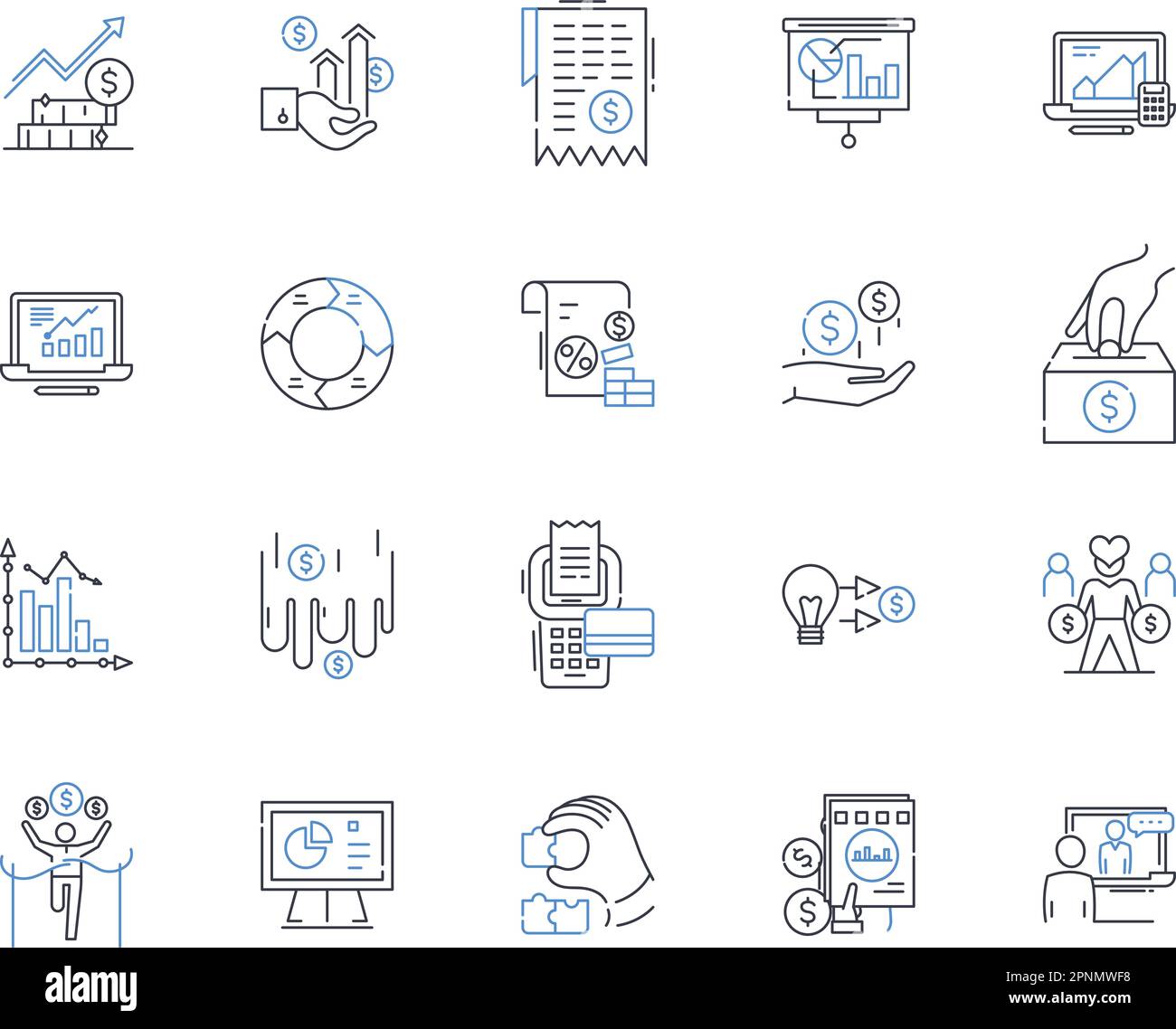Revenue economy line icons collection. Profit, Growth, Sales, Income ...