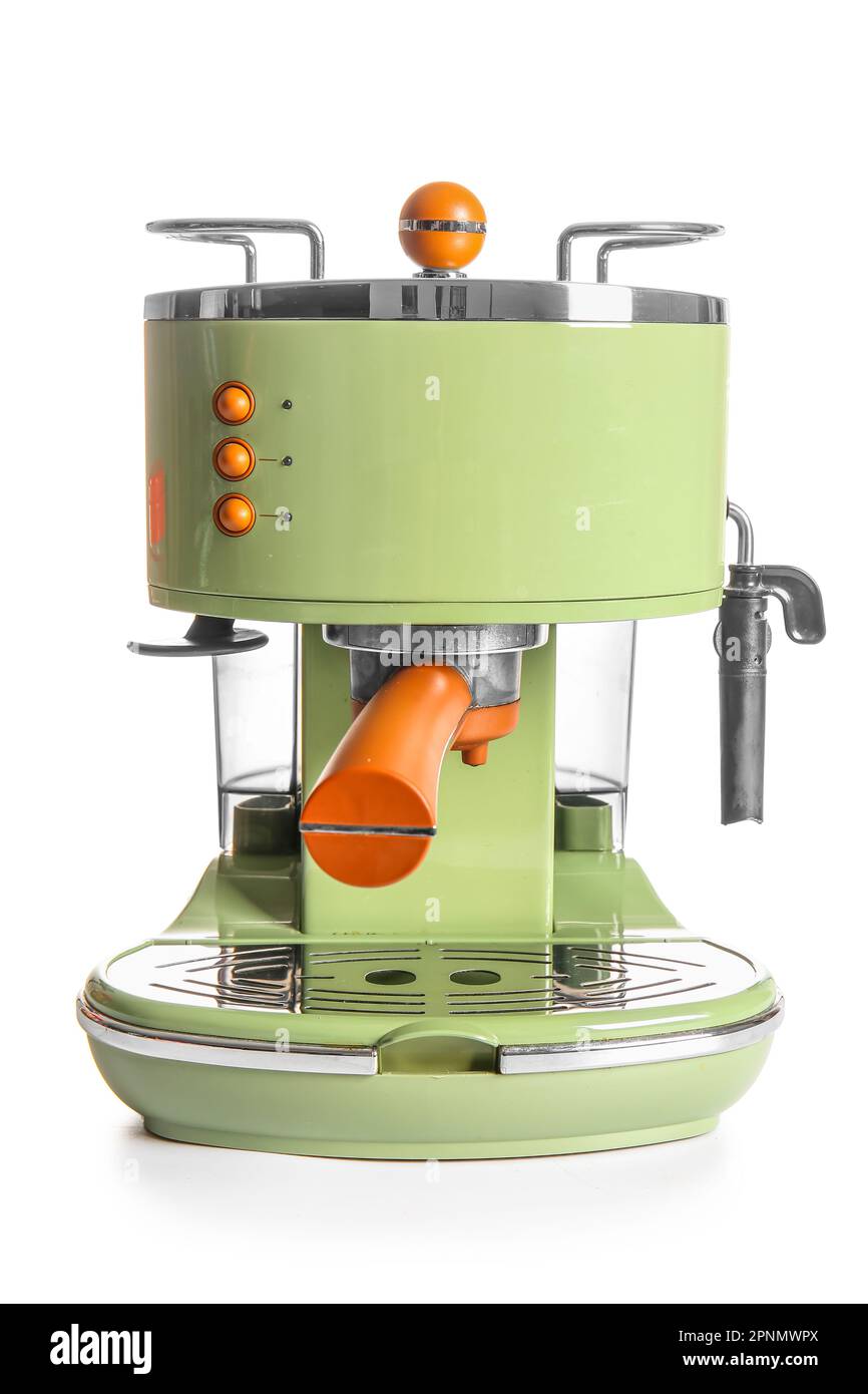 Modern coffee machine isolated on white background Stock Photo - Alamy